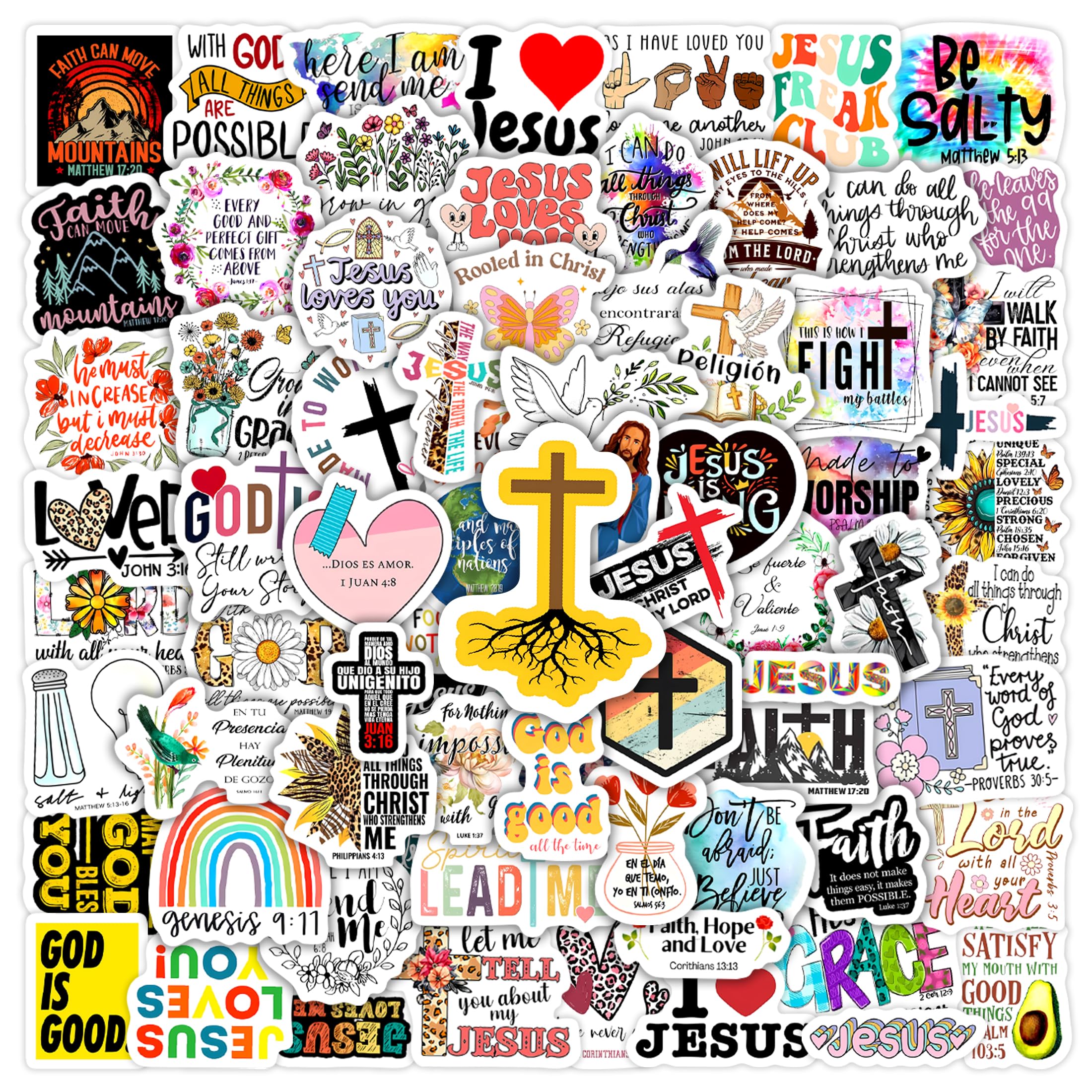 Amazon.com: 50 Pcs Inspirational Jesus Christ Water Bottle Stickers ...