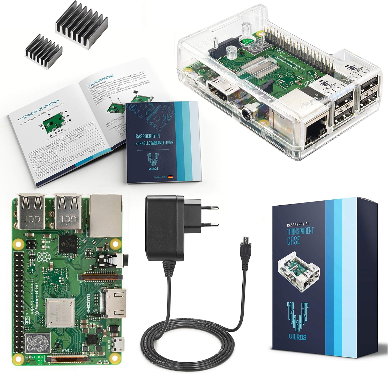 V-Kits Raspberry Pi 3 Model B+ Basic Starter Kit-Enthalt: Raspberry Pi ...