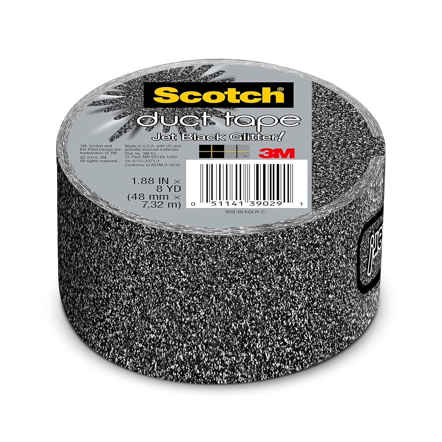 Amazon.com: Scotch Duct Tape, 1.88 in x 8 yd, 1 Roll, Jet Black Glitter ...