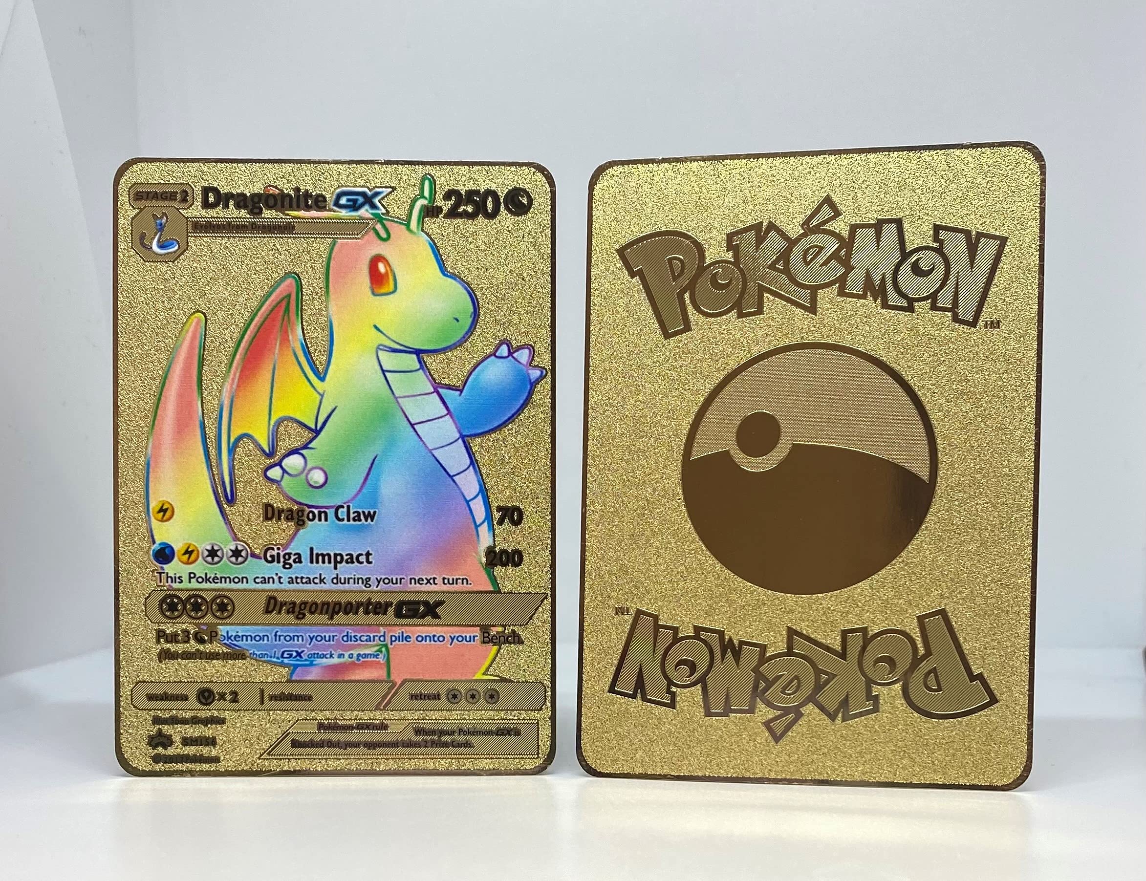 Buy Dragonite Ultra Rare Black Rainbow GX SM 156 (Custom Metal Gold ...