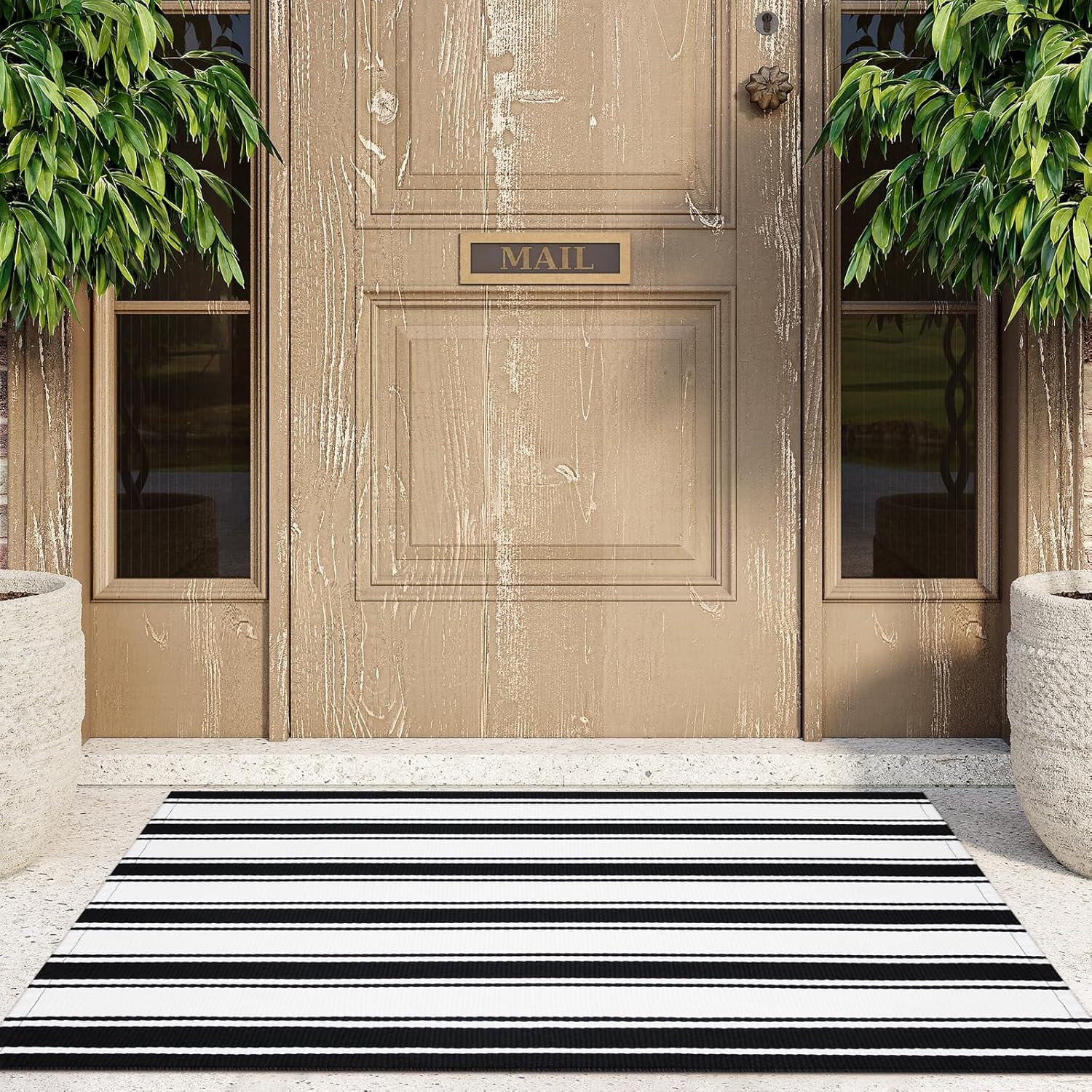 Amazon.com: Ailsan Front Door Mat Outdoor 24"x51",Washable Black and ...