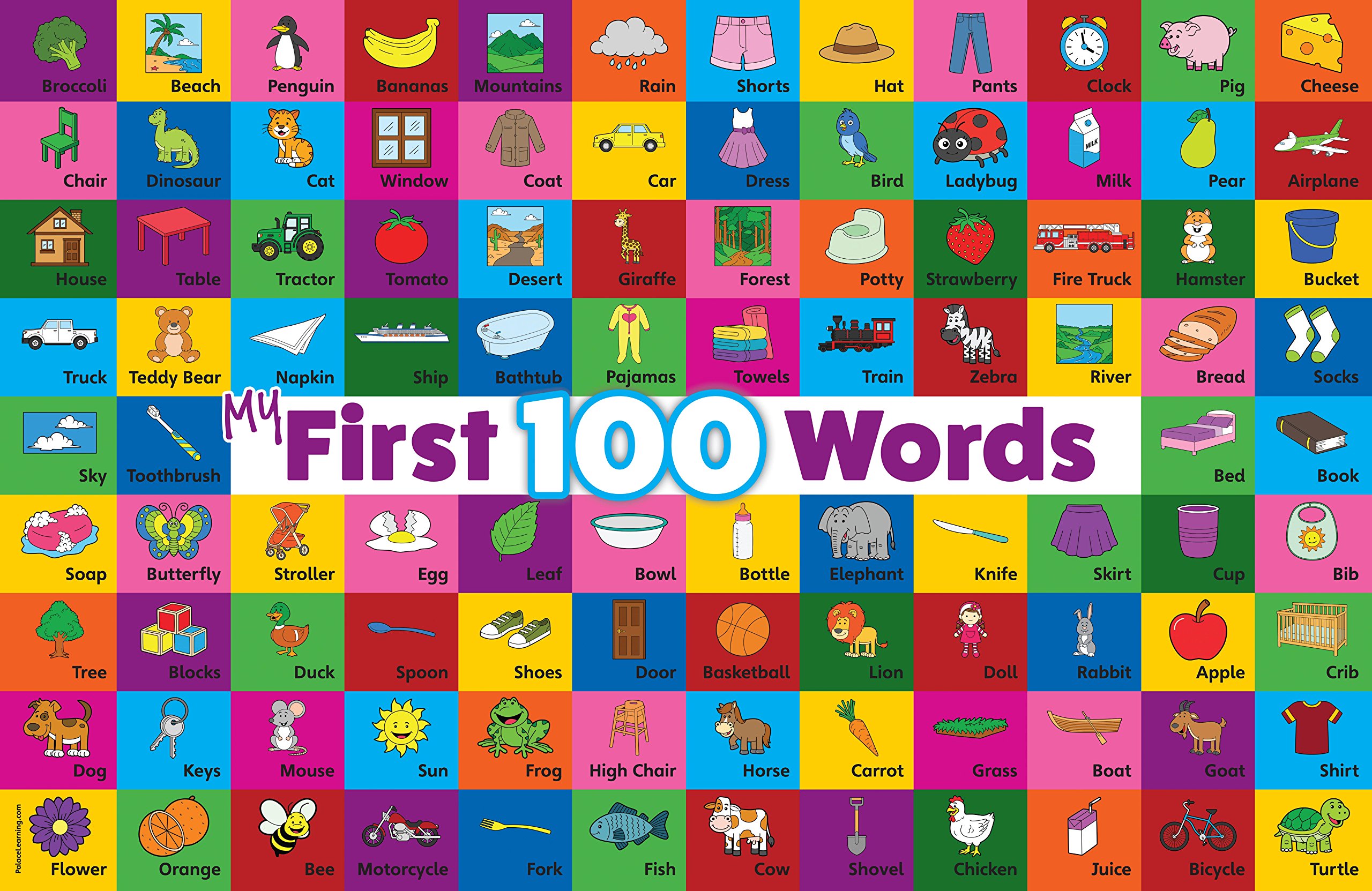 Amazon.com: Palace Learning My 100 First Words LAMINATED Poster (18 x ...