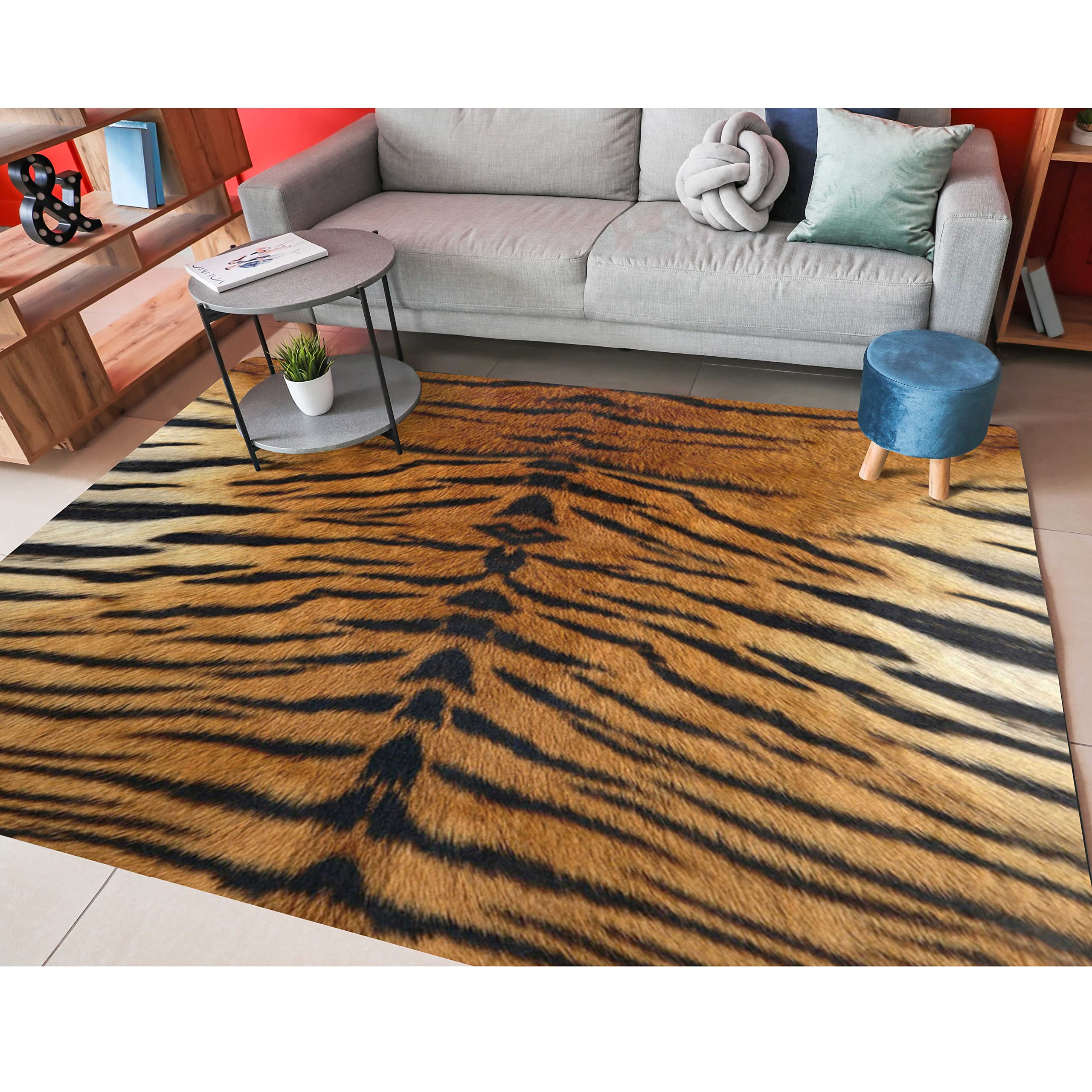 Amazon.com: ALAZA Tiger Print Animal Non Slip Area Rug 5' x 7' for ...