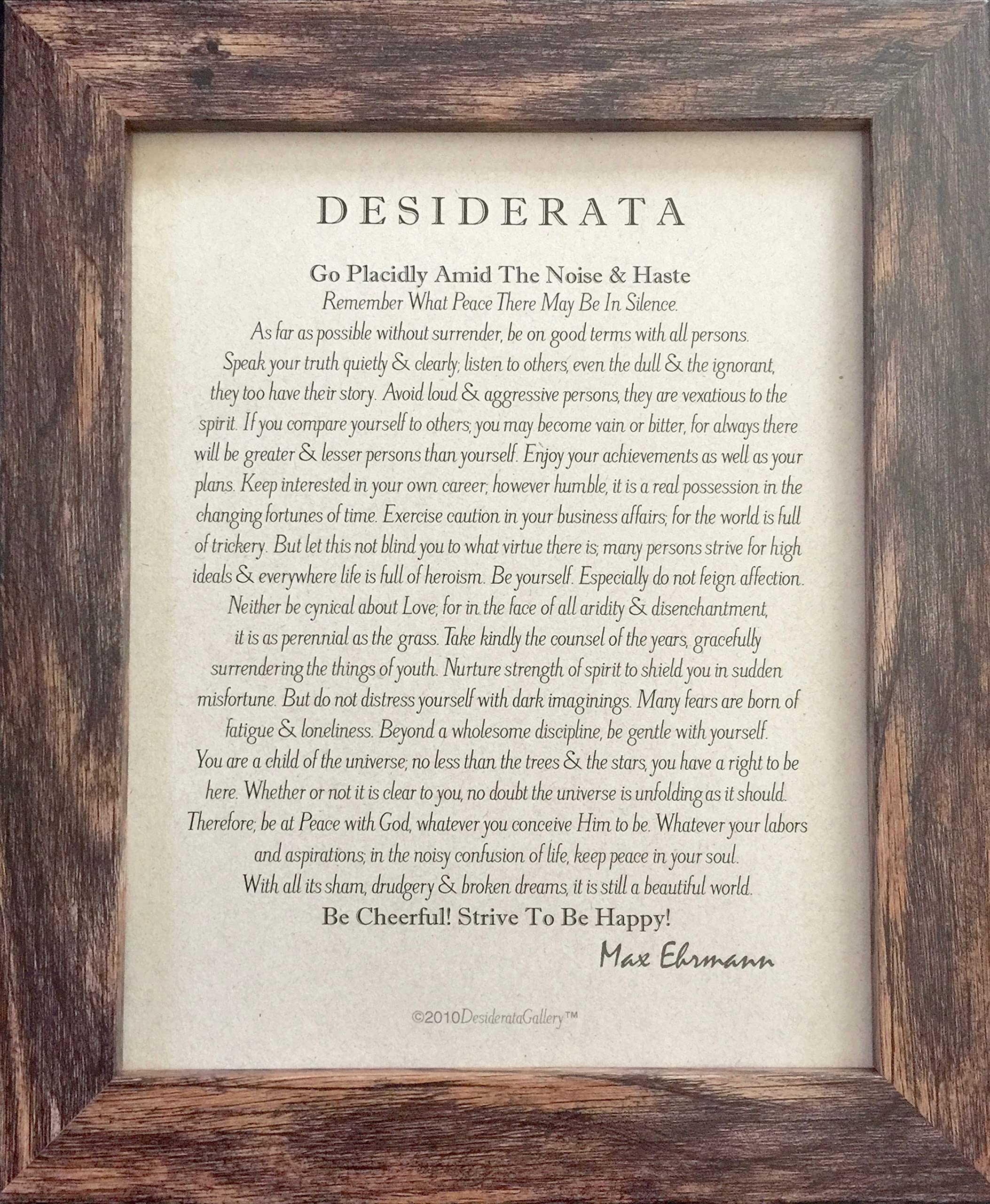 Buy 10 x 12 Framed Motivational Desiderata Poem. Written by Max Ehrmann ...