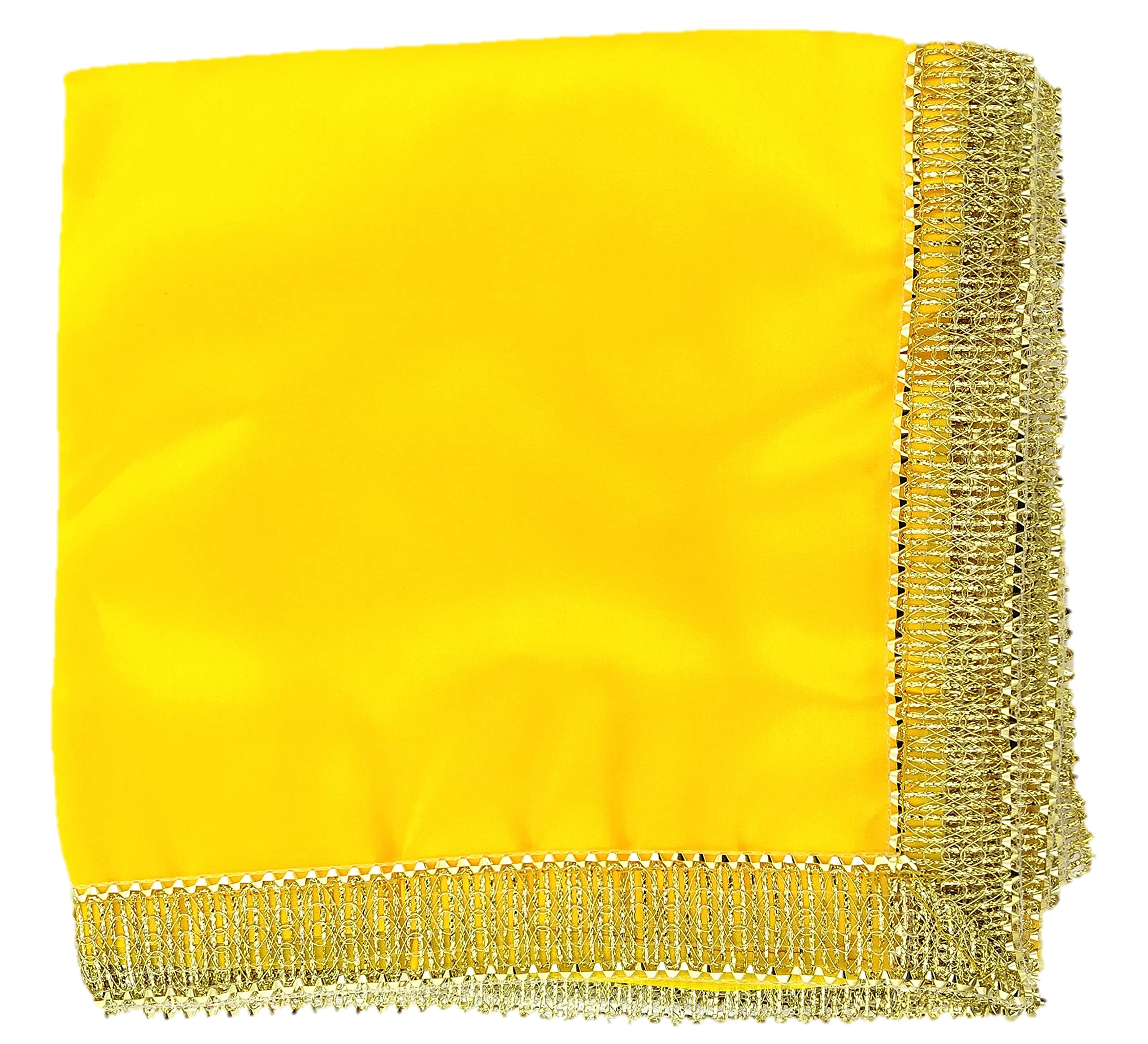 Buy Bhakti Lehar ( 1 Meter Yellow Silk Satin Altar Cloth for God Pooja ...