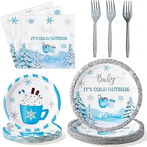 Amazon.com: G1ngtar 96Pcs Winter Hot Cocoa Party Plates Supplies - Baby ...