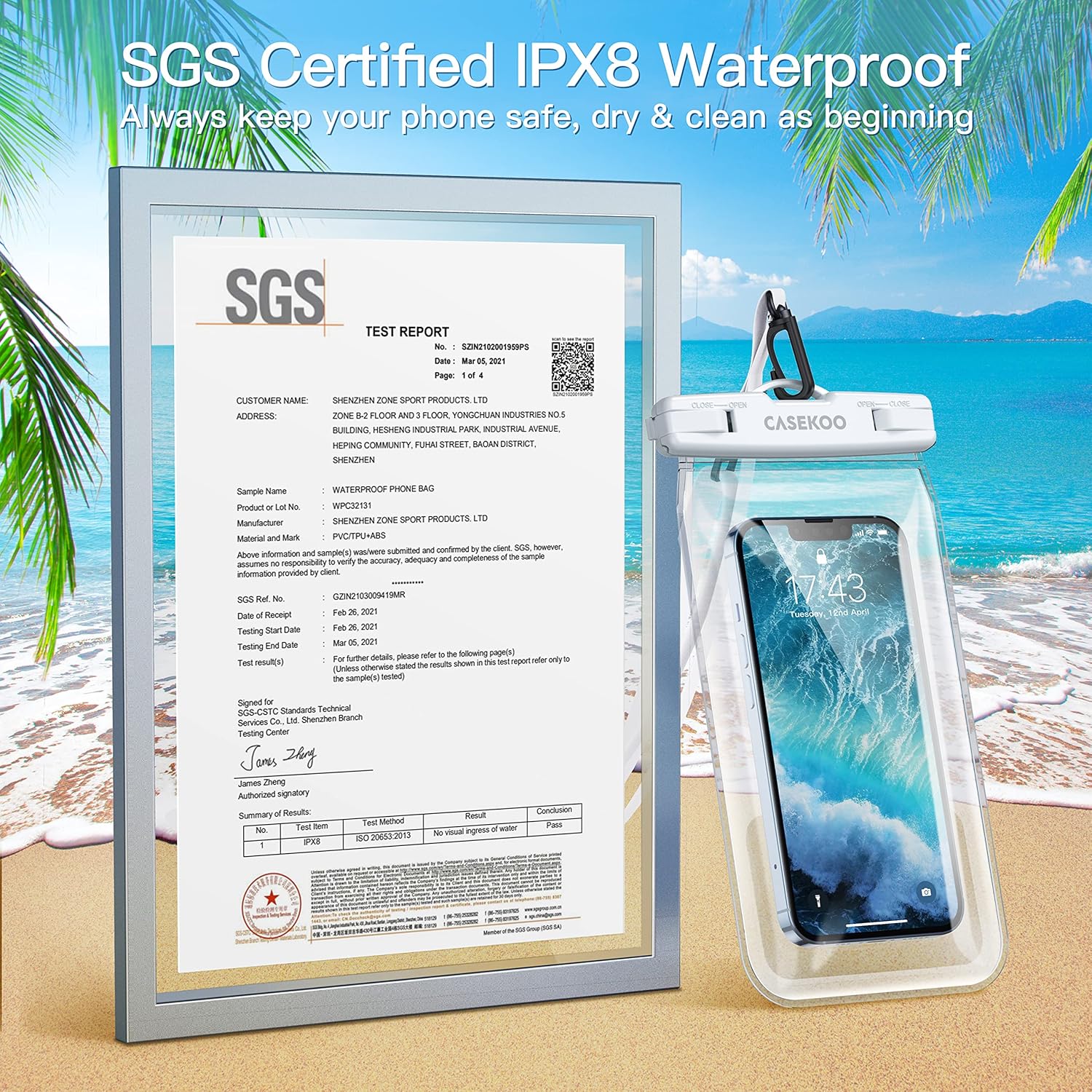 CASEKOO [2022 Upgraded 35M iPX8] Floating Waterproof Phone Pouch for ...