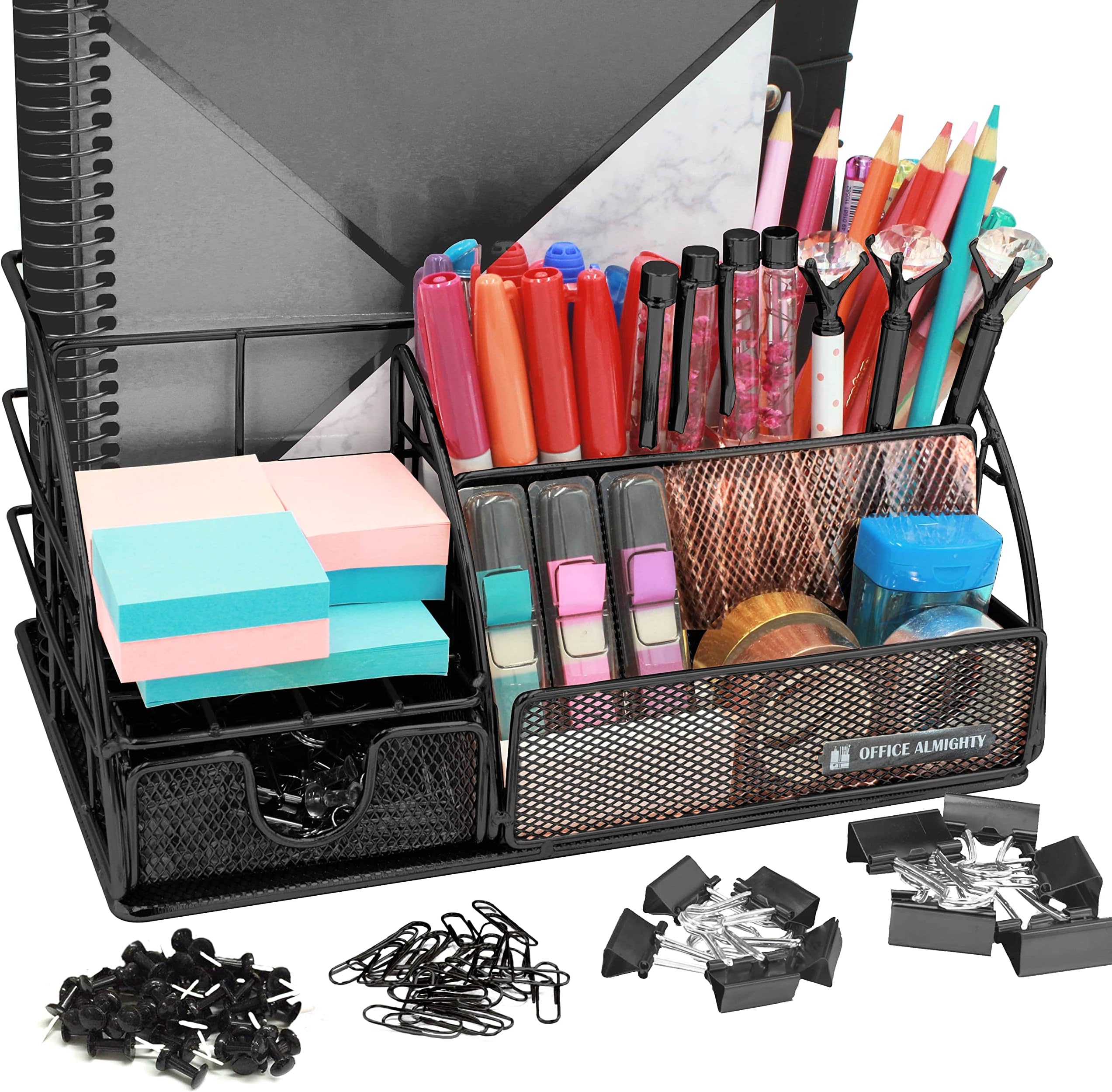 Amazon.com: Comix Mesh Pen Pencil Holder Desk Organizer, 7 Compartment ...