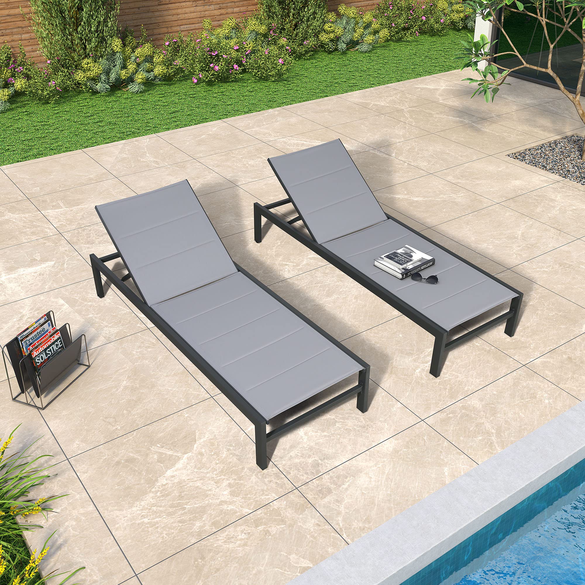 Snapklik.com : Ulax Furniture Outdoor Chaise Lounge, Aluminum Patio ...