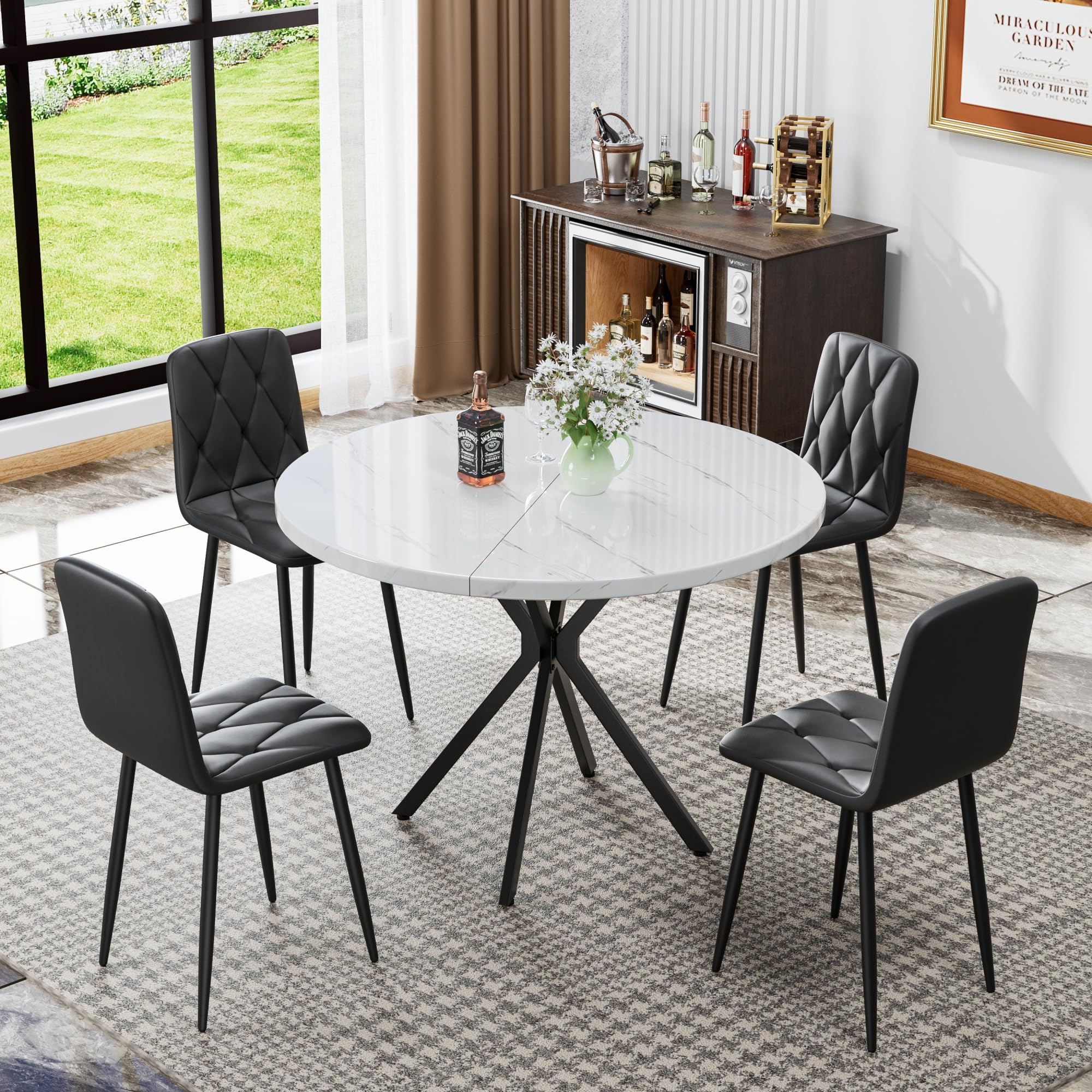 Amazon.com - DKLGG White Round Dining Table Set for 4, 39" Round ...