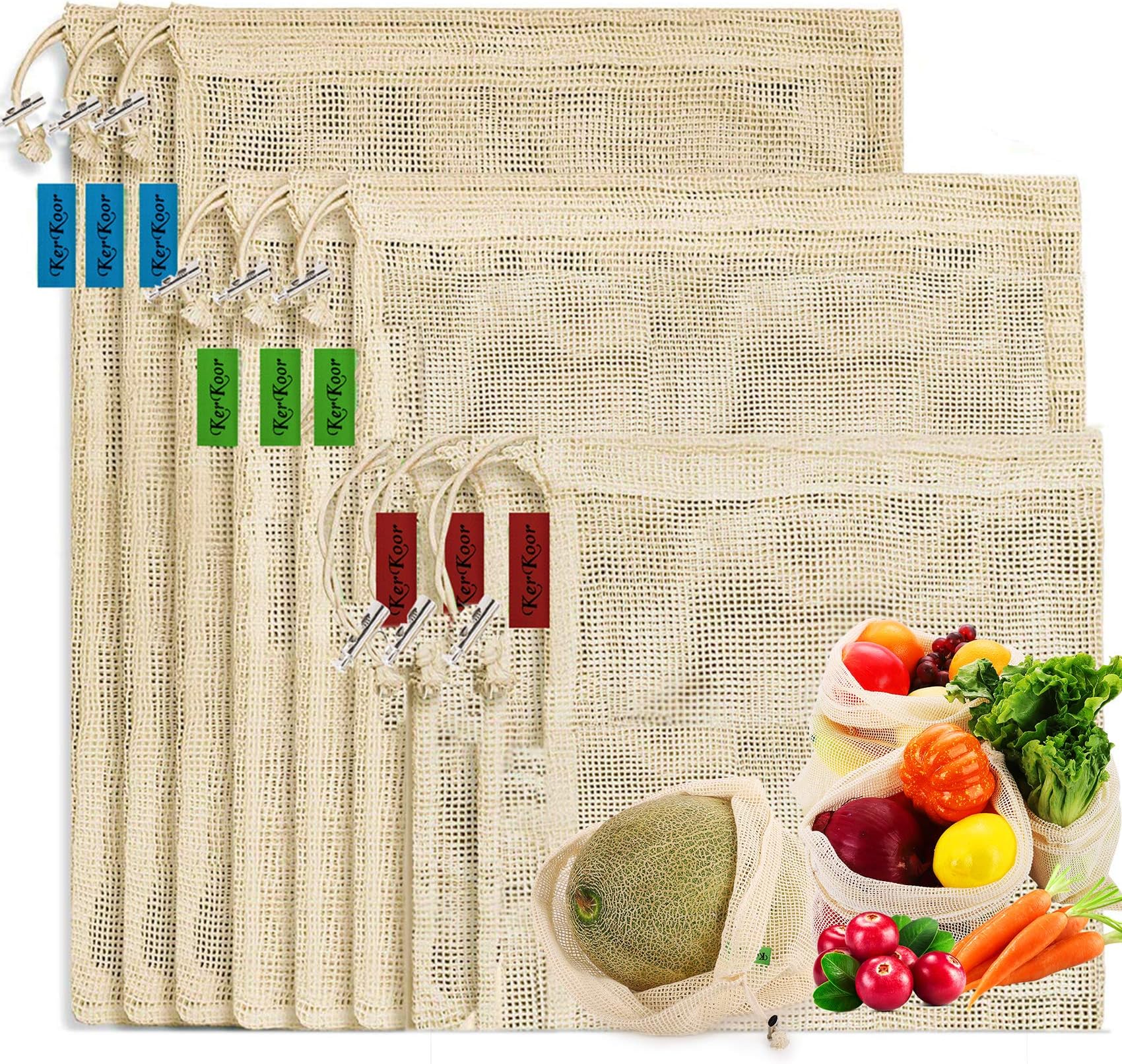 Amazon.com: Ecowaare Set of 15 Reusable Mesh Produce Bags - Eco ...