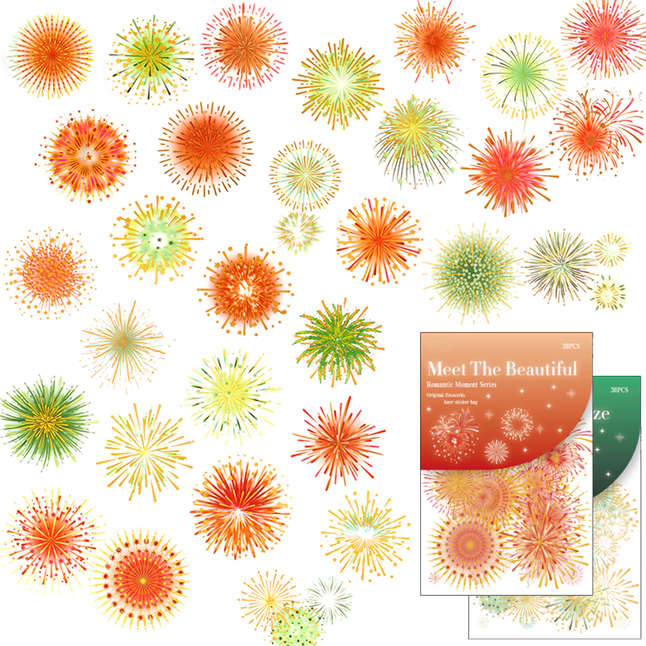 Amazon.com: WINNDONN Fireworks Stickers 60-Piece Glitter Transparent ...