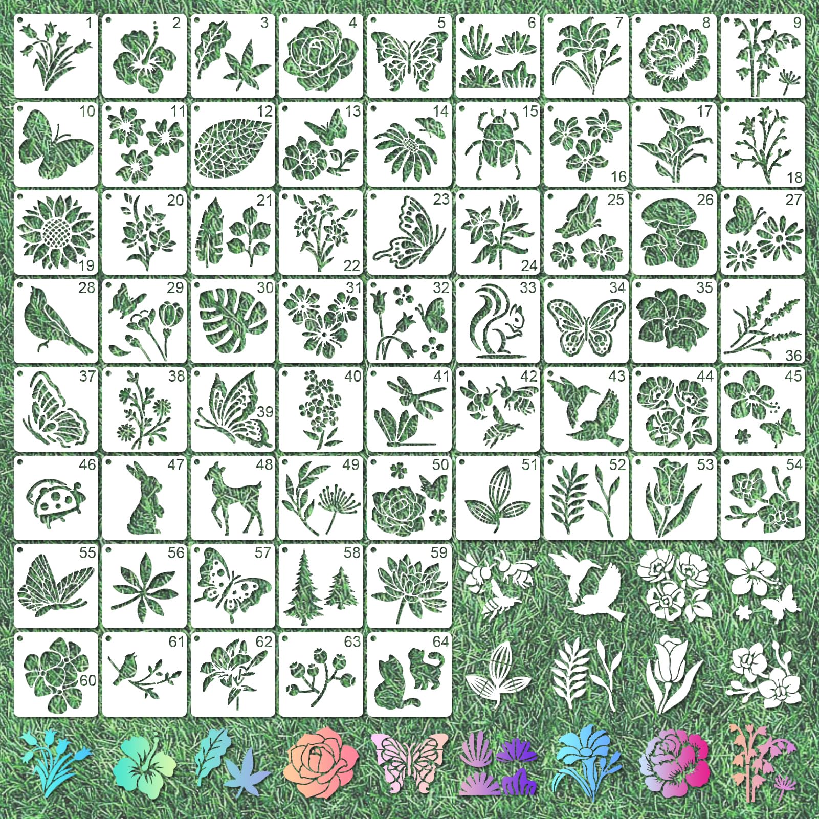 Amazon.com: Cverny 64PCS Stencils for Painting on Wood, 3 * 3In ...