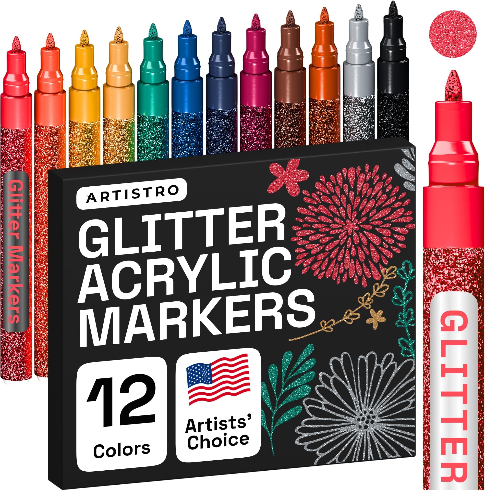 Amazon.com: edding 1340 Set of 10 Assorted Glitter Brush Pen Set, 1 ...