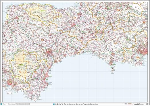 Postcode Sector Map - (S2) - Devon, Dorset & Somerset - Wall Map ...