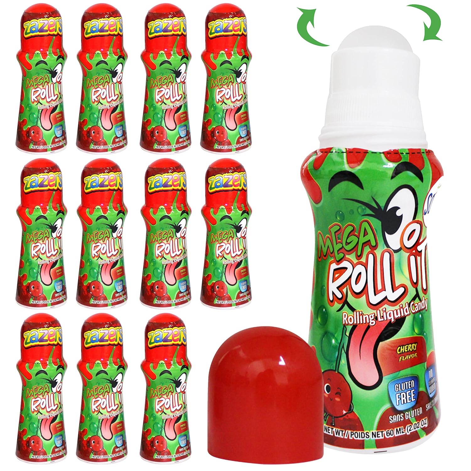 Amazon.com : zazers Sour Rolling Liquid Licker Candy Cherry Flavored ...