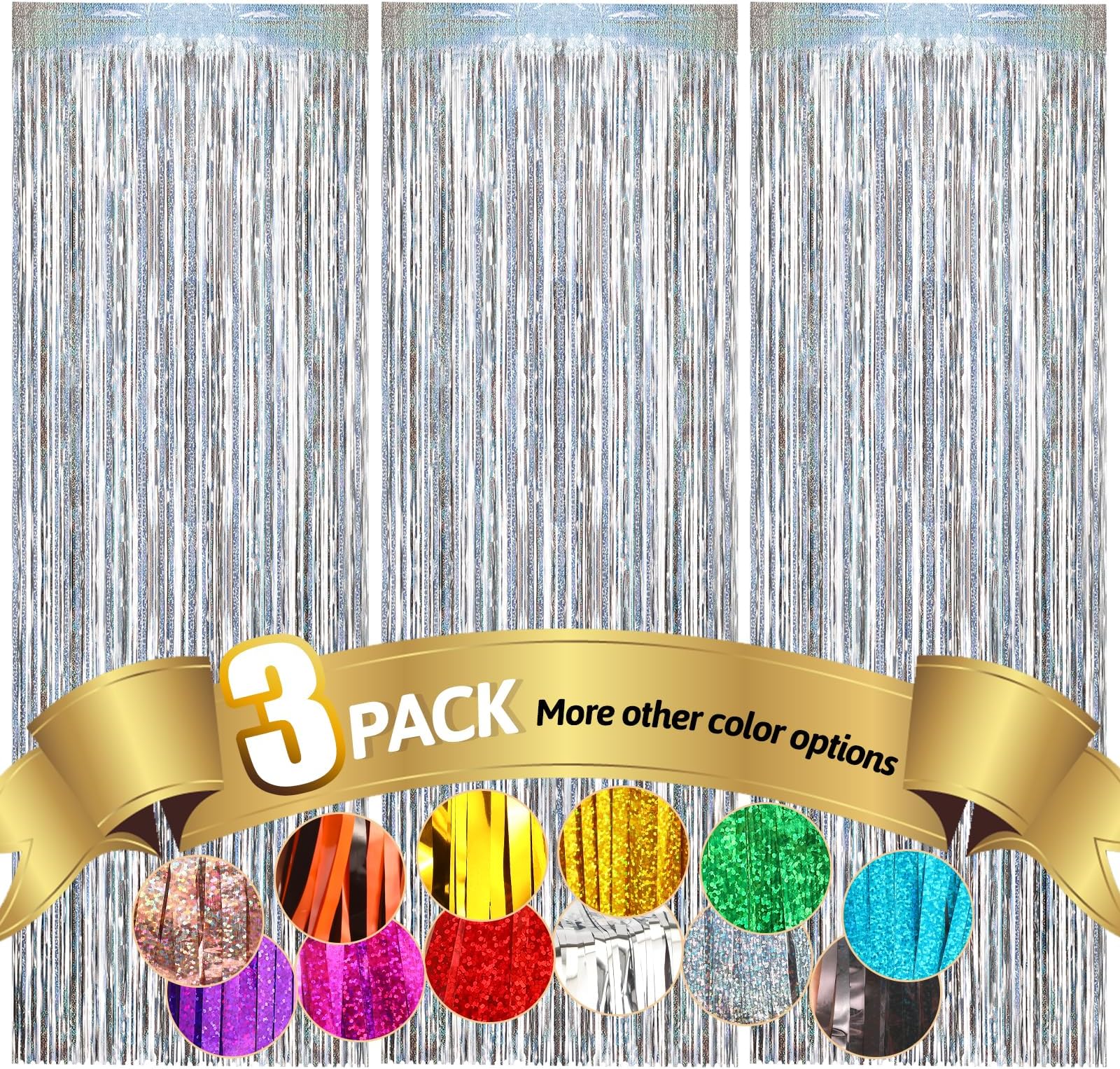 Amazon.com: 30 Pack Black Foil Fringe Curtain Backdrop, 3.3x8.2 Feet ...