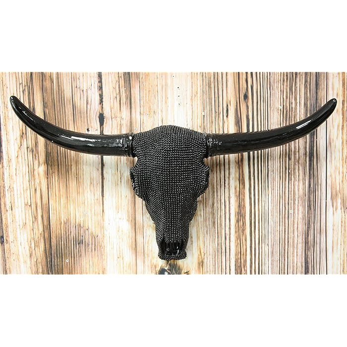Buy Ebros Gift Large 18.25"W Longhorn Cow Cattle Bejeweled Black Beads ...
