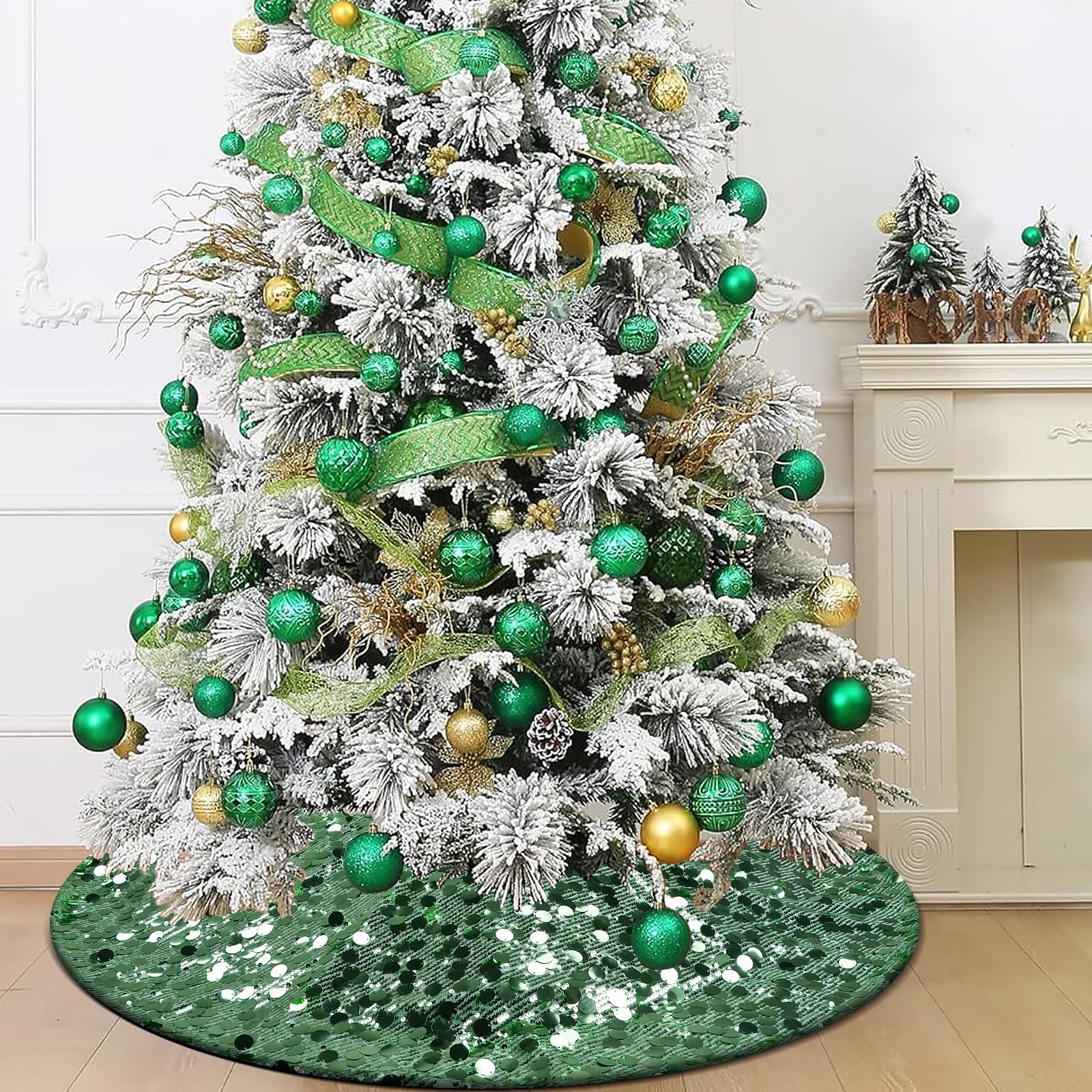 Amazon.com: Green St Patrick's Day Tree Skirt, Large Sequin Christmas ...