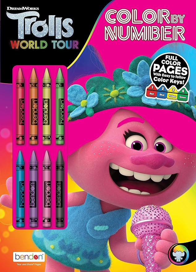 Amazon.com: DreamWorks Trolls World Tour 32-Page Color by Number ...