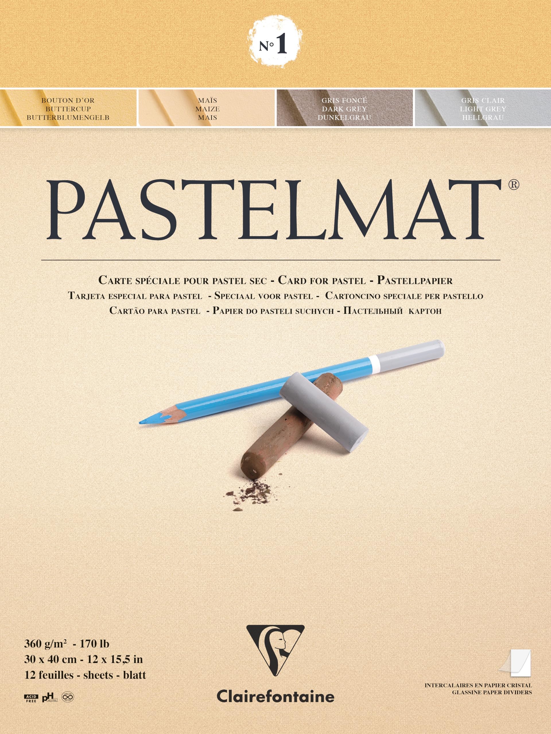 Pastelmat 12 Sheet Pad - Maize, Buttercup, Dark Grey, Light Grey Sheets ...