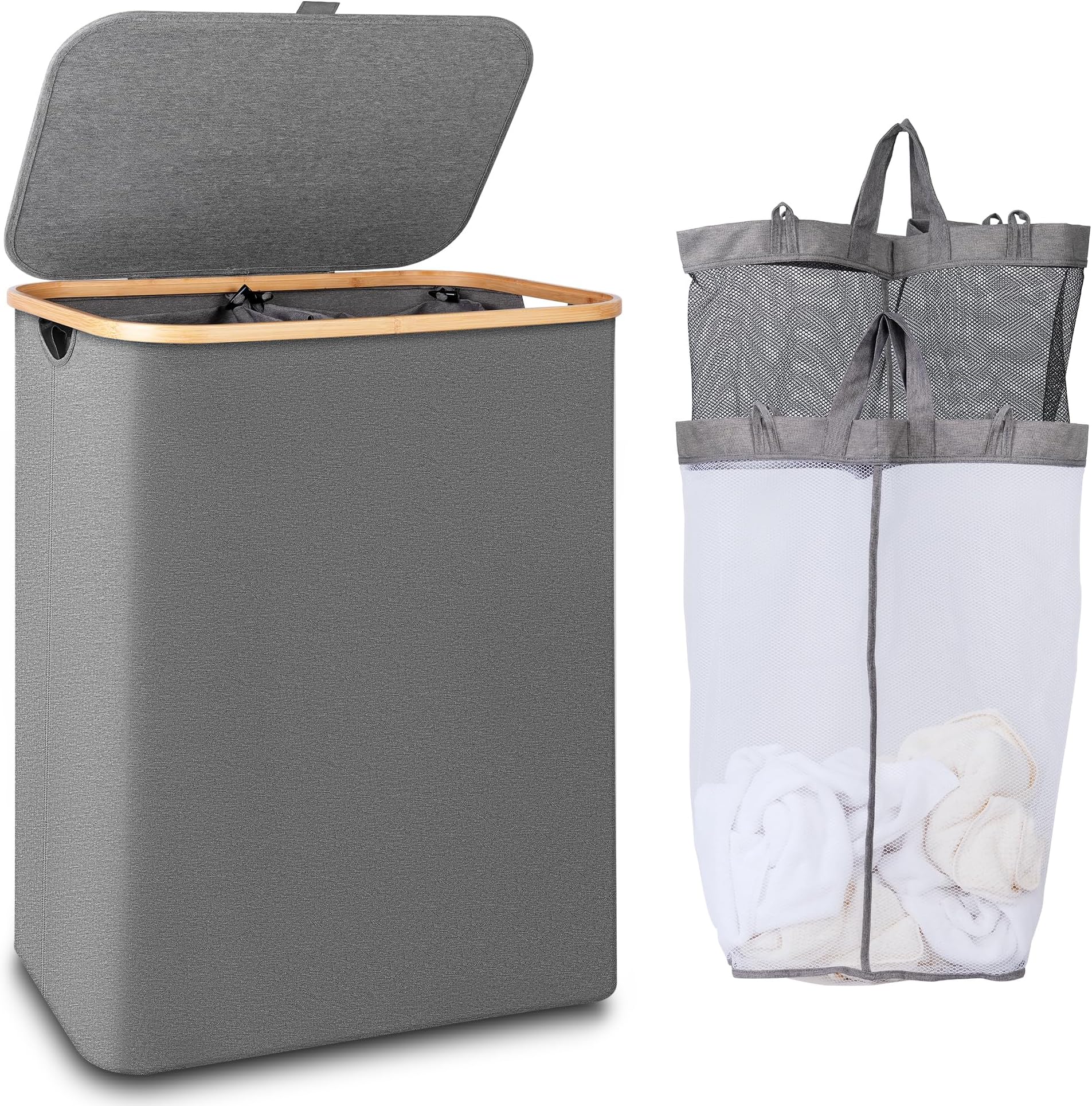 Amazon.com: BALEINE Laundry Hamper with Lid, Tall Laundry Baskets with ...
