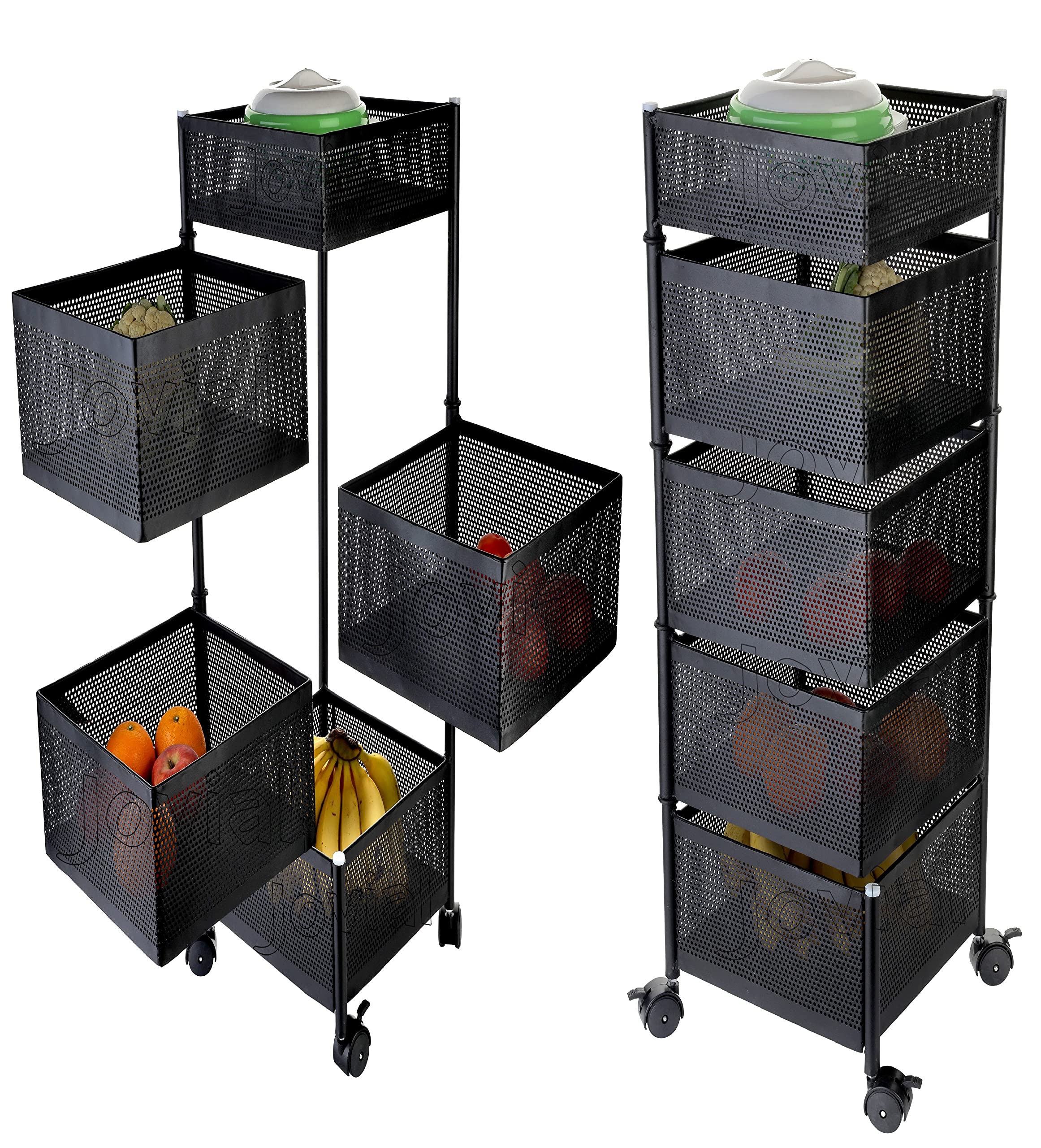 Jovial Metal 5 Layer Kitchen Rotating Trolley Storage Rack, Kitchen ...