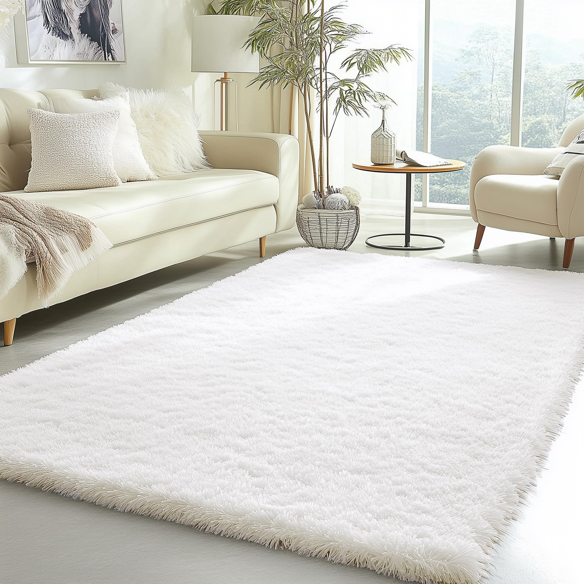 OLANLY Fluffy Area Rug for Living Room Bedroom, 3x5 Feet Soft Shaggy ...