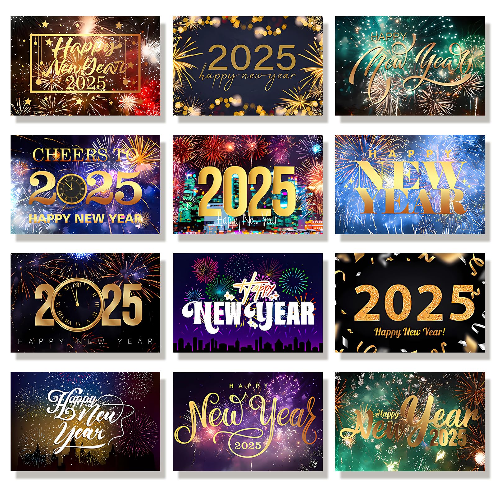 Amazon.com : Konsait 2025 New Years Cards, 24 Pack Colorful Foil ...