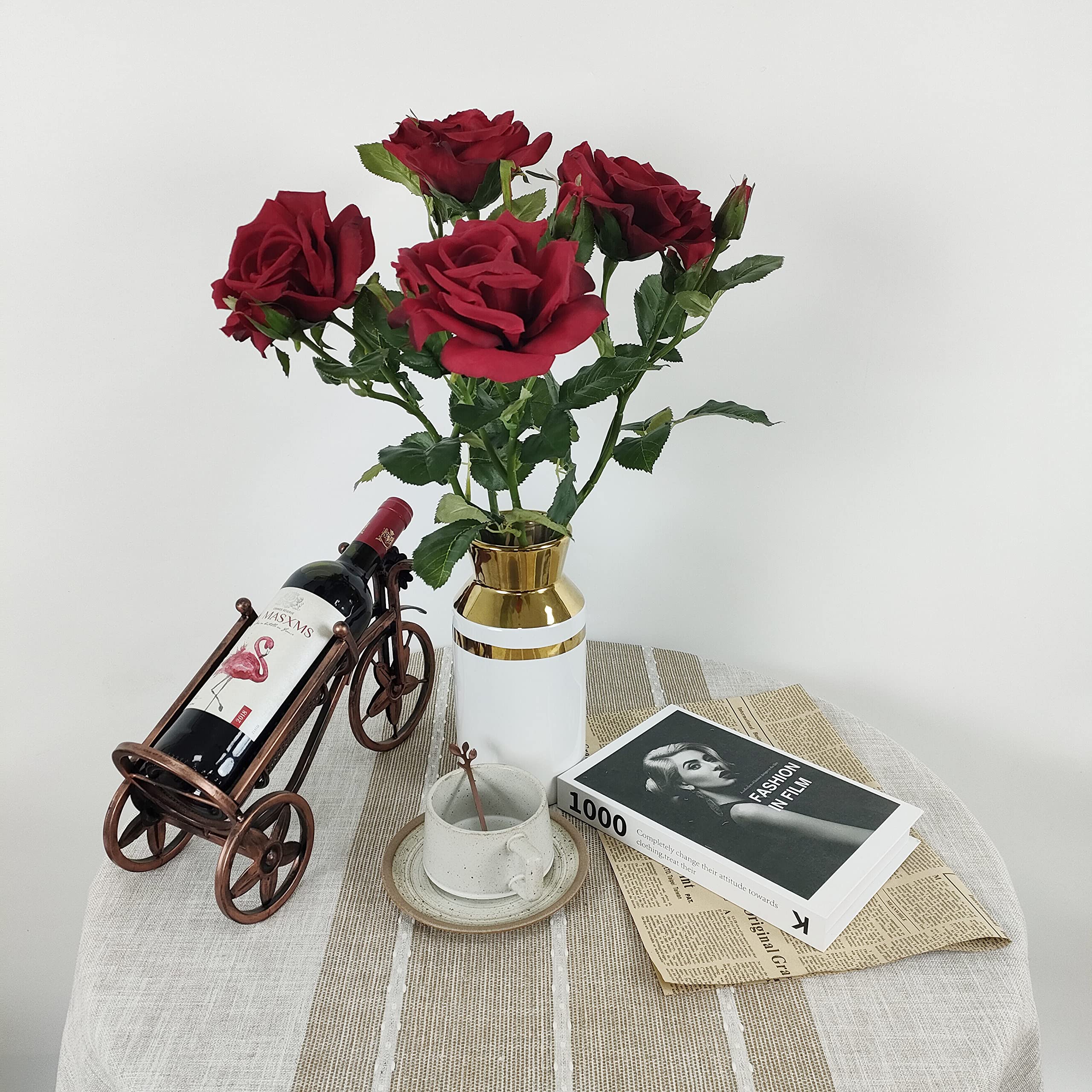 ATFL Red Roses Artificial Flowers,4 Pcs Real Touch Red Flowers ...