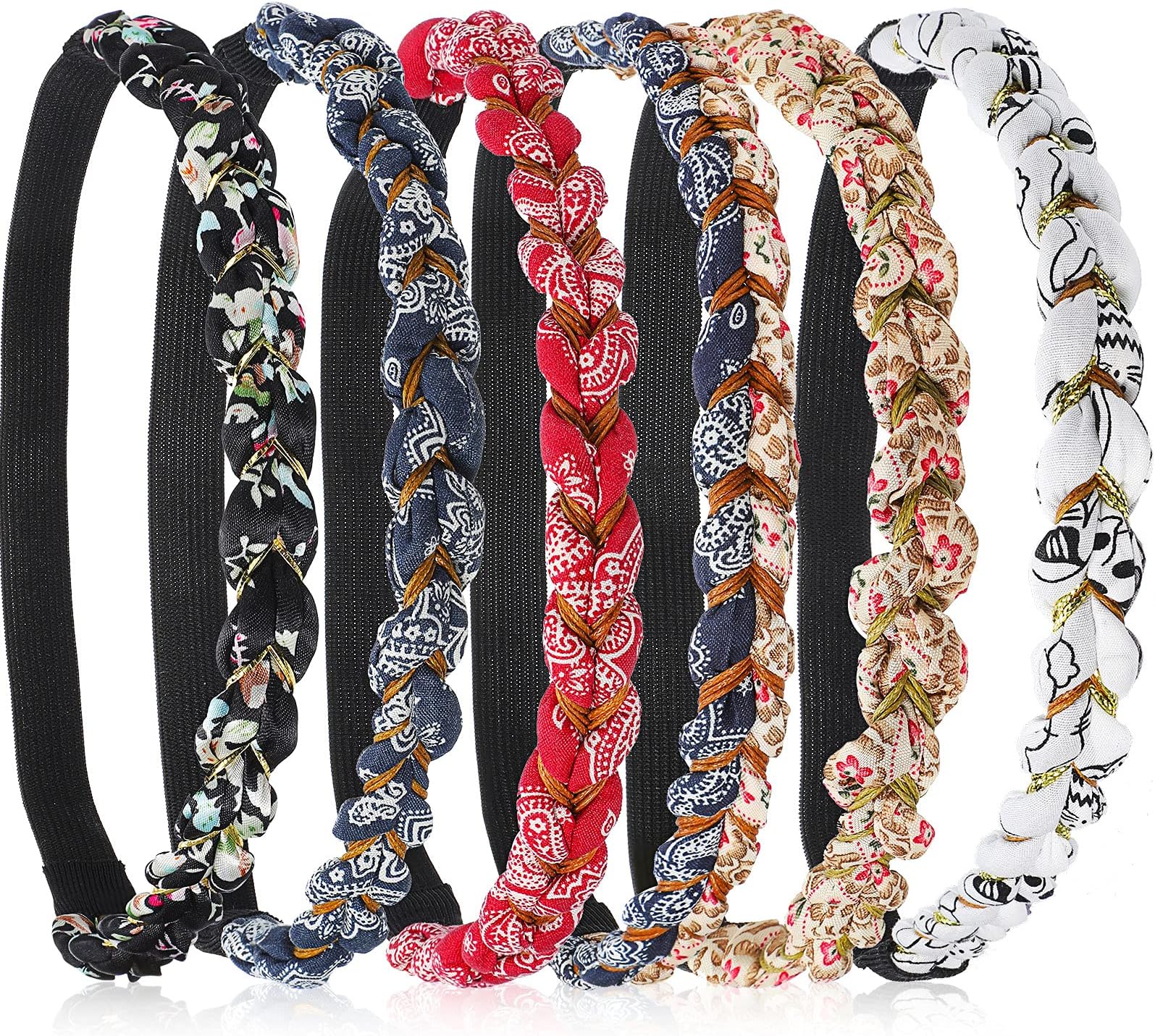 Amazon.com : Chuangdi 6 Pieces Braided Floral Headbands Adjustable ...