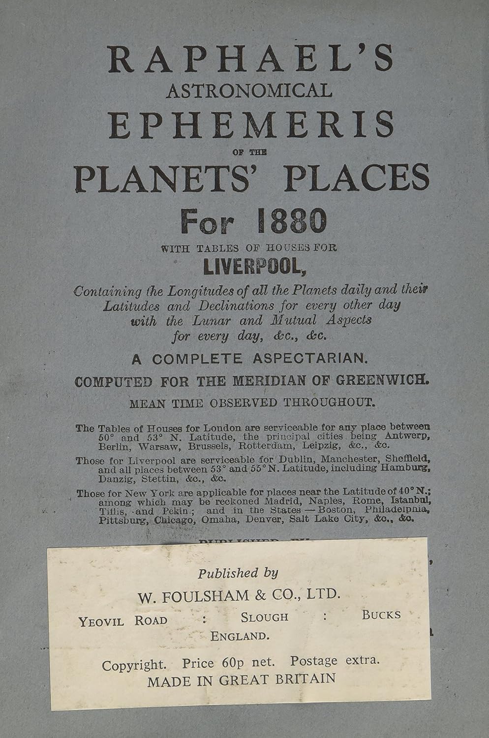 Raphael's Astronomical Ephemeris: Edwin Raphael: 9780572004804: Amazon ...