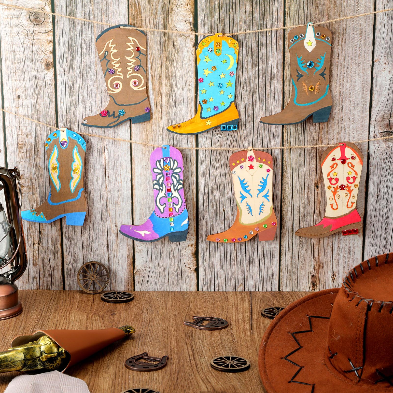 Snapklik.com : 24 Pcs Cowboy Boots Wood DIY Crafts, Unfinished Western ...