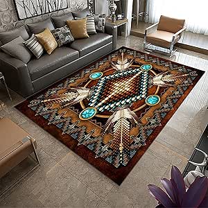 Native American Area Rug, 3x5ft,Non-Slip Southwest Area Rug, Indian ...