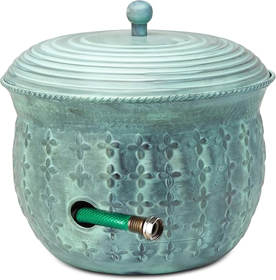 Amazon.com : Garden Hose Holder Storage Pot Copper with Lid Antique ...