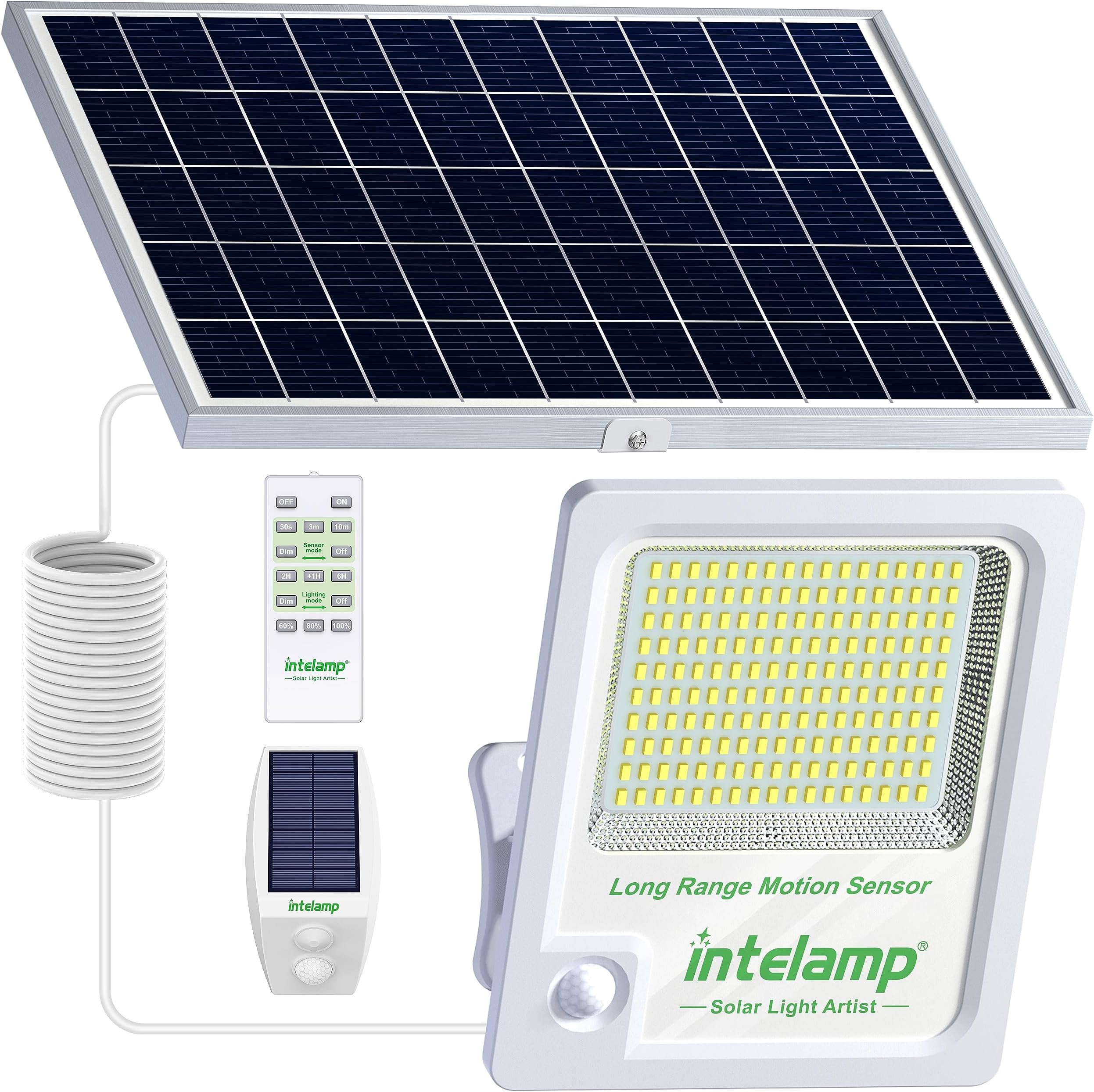 intelamp Solar Sensor Flood Light 12000mAh Outdoor Garden Security ...
