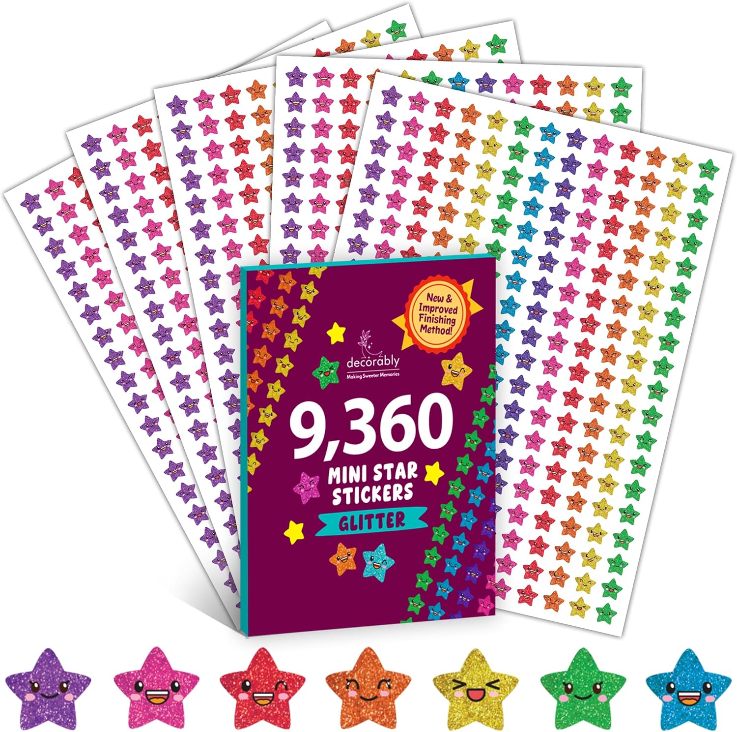 Amazon.com : Decorably 9,360 Small Star Stickers for Kids Reward - 40 ...