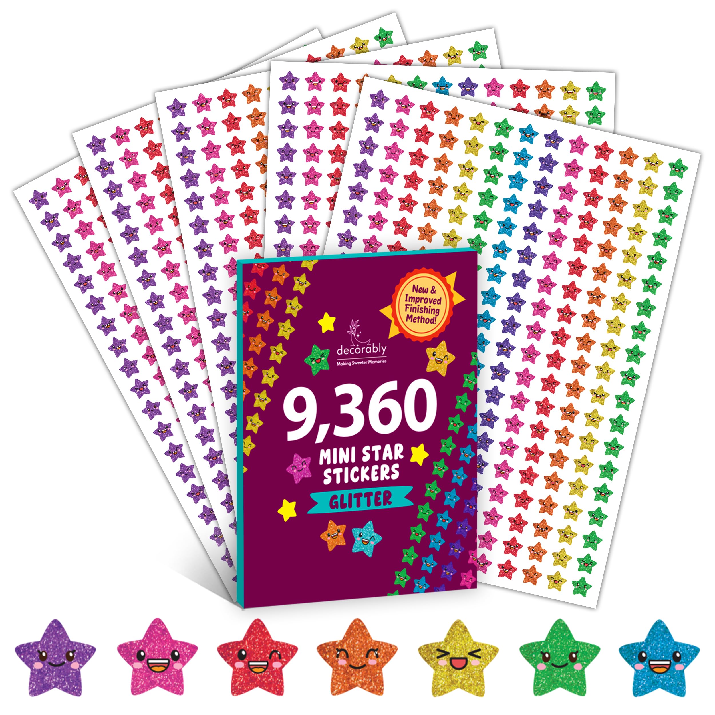 Amazon.com : Decorably Mini Star Rewards Stickers for Kids - 9,360 ...
