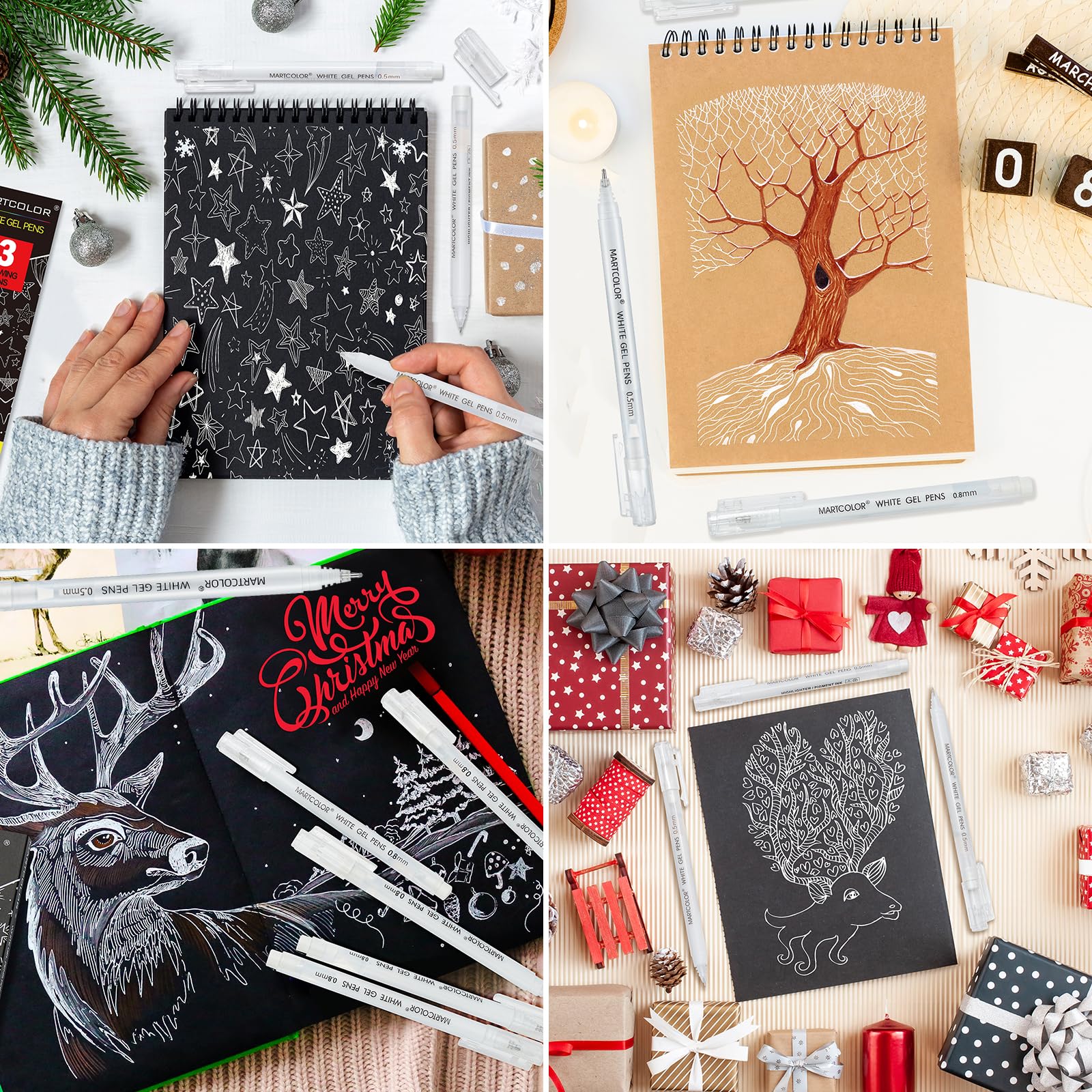 Snapklik.com : White Gel Pens, 0.5mm Extra Fine Point Opaque Archival Ink Pen For Black Paper ...