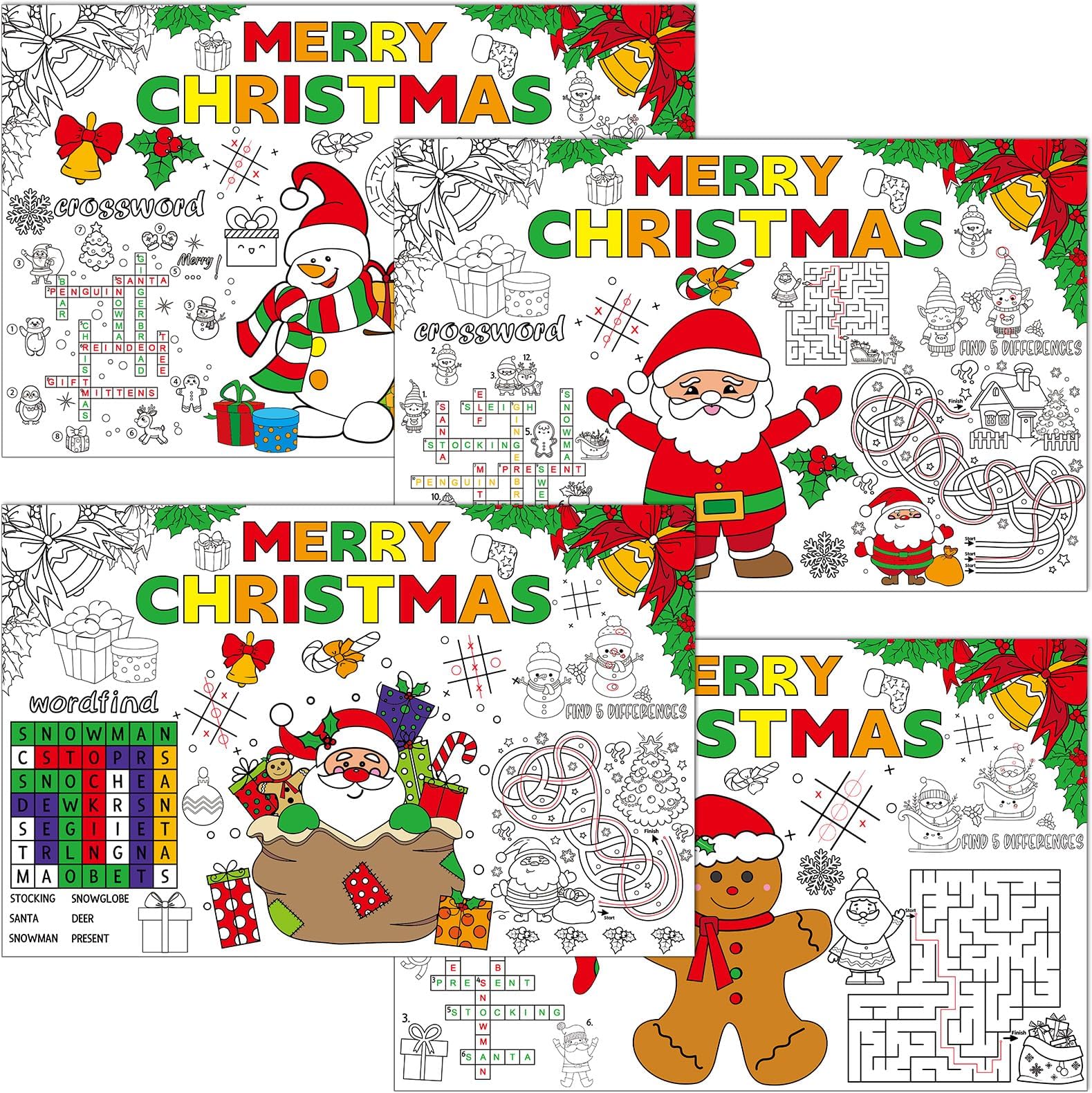 Amazon.com: 32 Pcs Christmas Placemats Christmas Coloring Paper Table ...