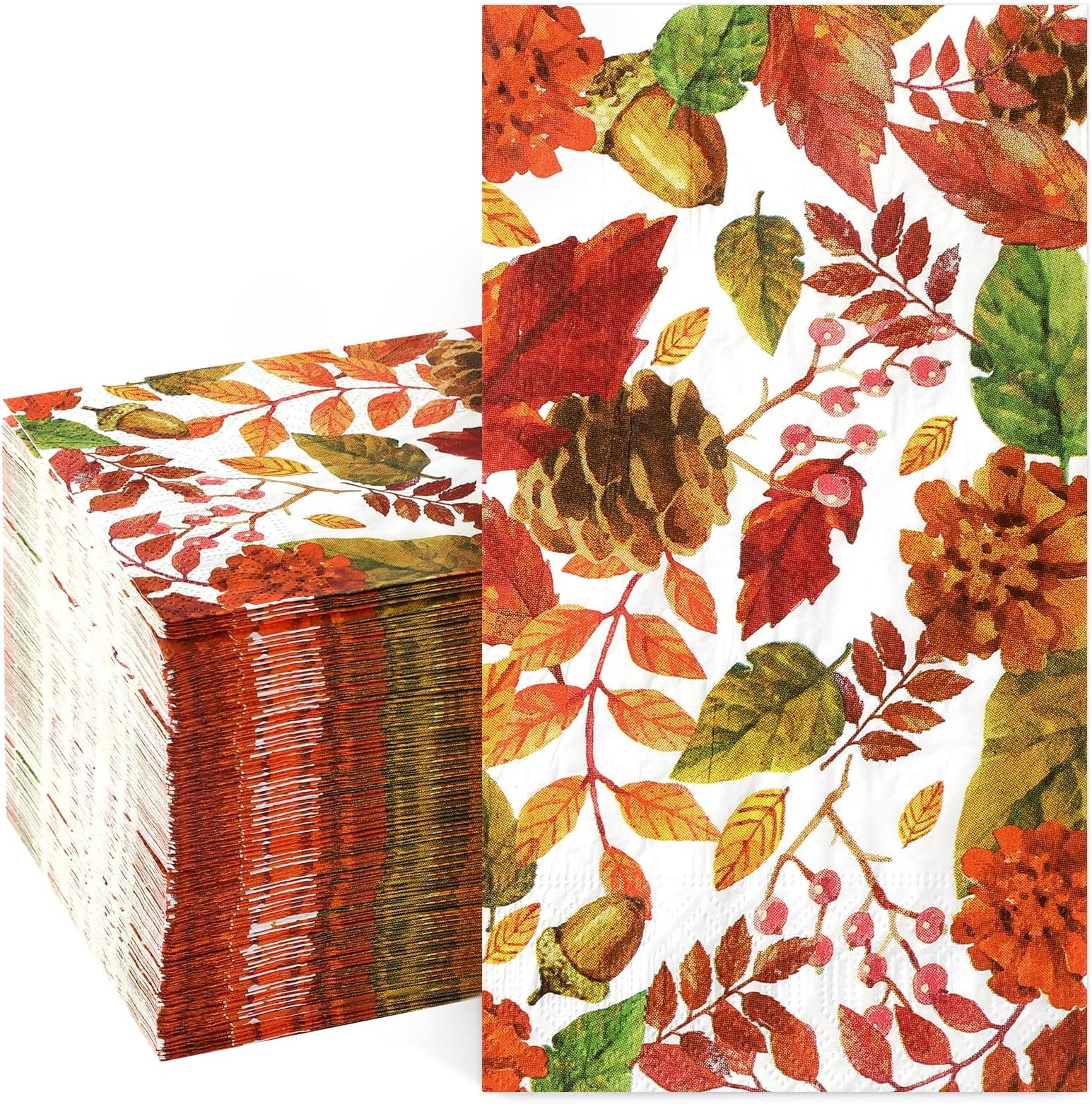 Amazon.com: Gift Boutique 100 Fall Leaves Cocktail Beverage Napkins 3 ...
