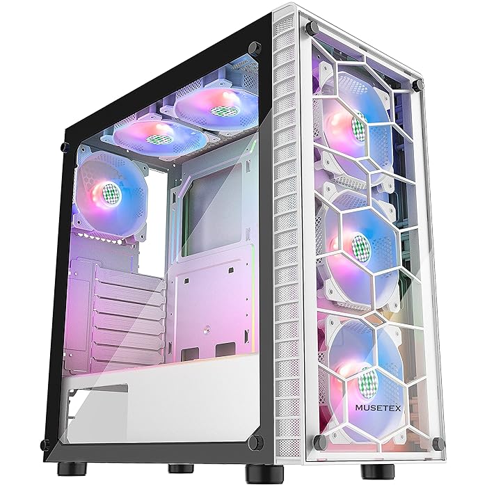 Buy MUSETEX Computer Case 6pcs 120mm ARGB Fans and USB 3.0 Tempered ...