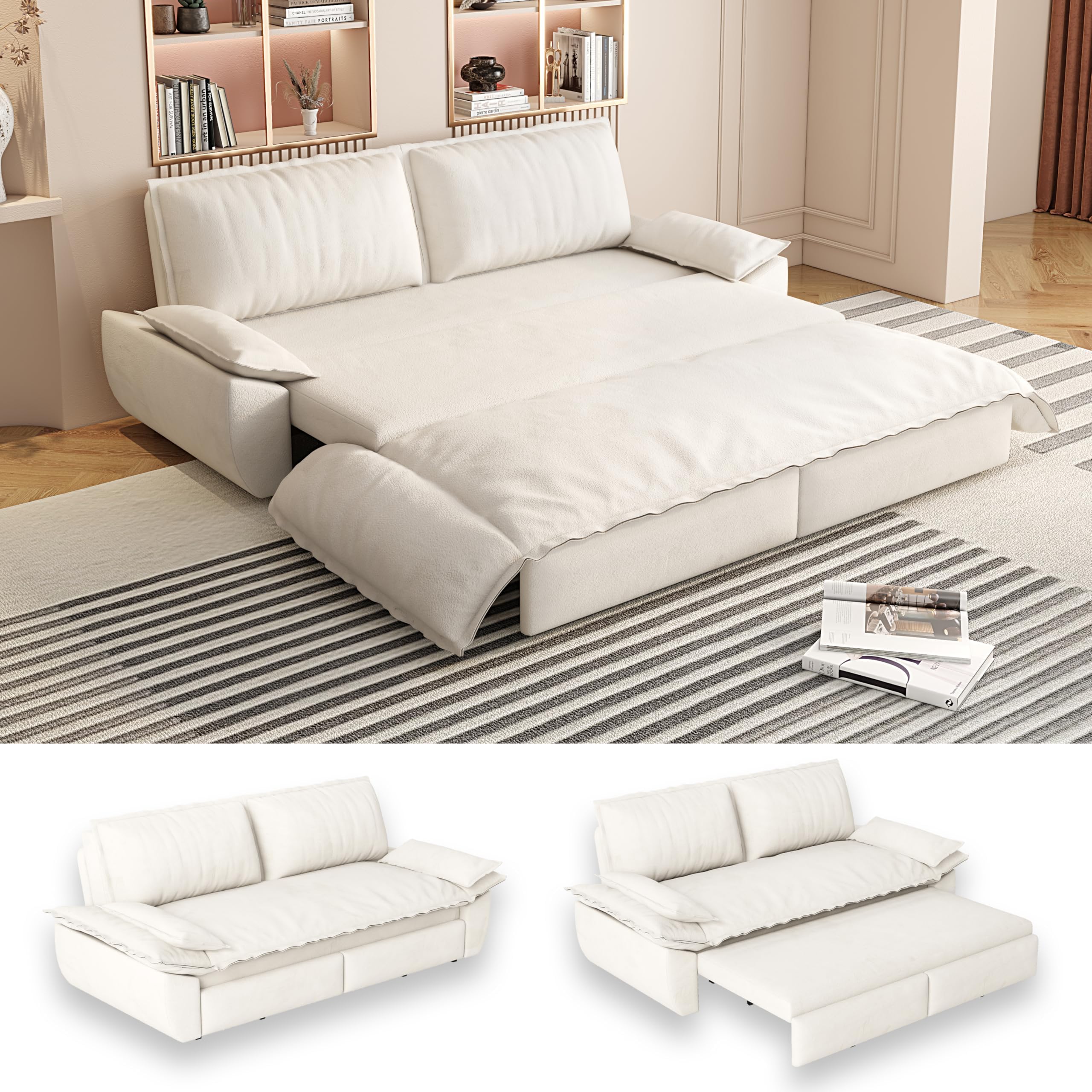 Amazon.com: 3-in-1 Convertible Sleeper Sofa Pull Out Couch Bed Queen ...