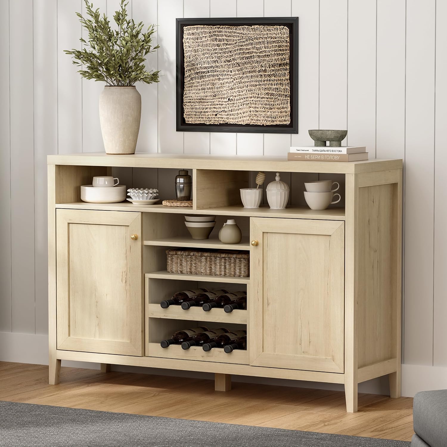 Amazon.com: EYYTHUNG Sideboard Cabinet with Detachable Wine Rack, Wine ...