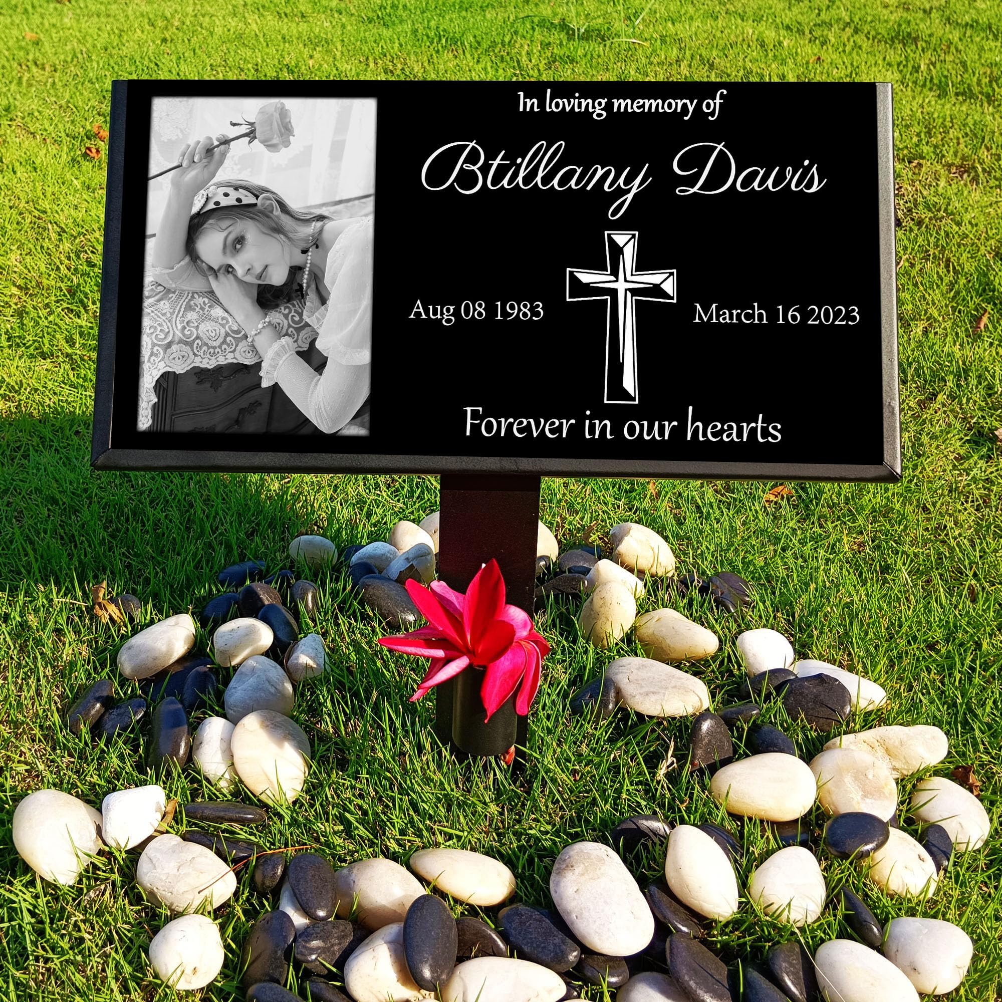 Amazon.com: Personalized Headstone with Photo, Memorial Stone ...