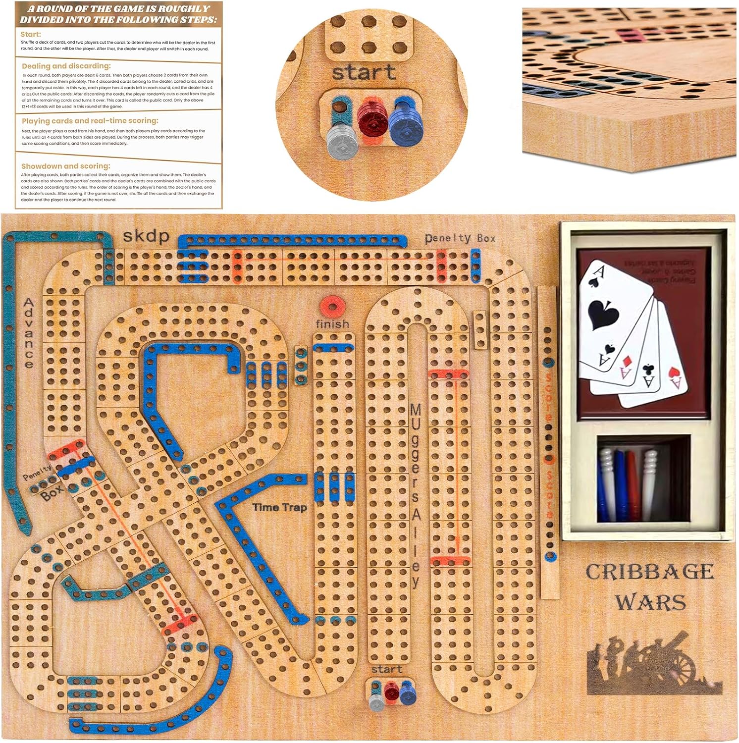 Amazon.com: Cribbage Wars Board Game, Cribbage War Game, Cribbage Board Game Set, Cribbage Wars ...