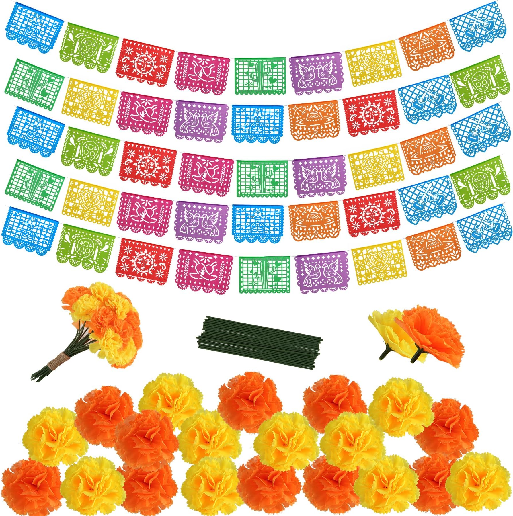 Amazon.com: Mexican Fiesta Decorations (5 Pack) 46 Feet Mexican Papel ...