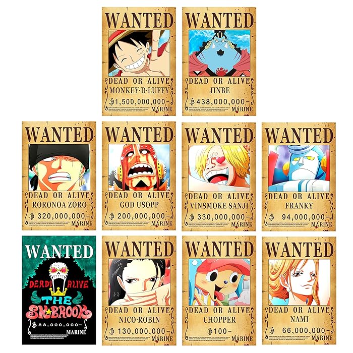 Buy 10pcs 28.5cm×19.5cm New Edition One Piece Pirates Wanted Posters ...