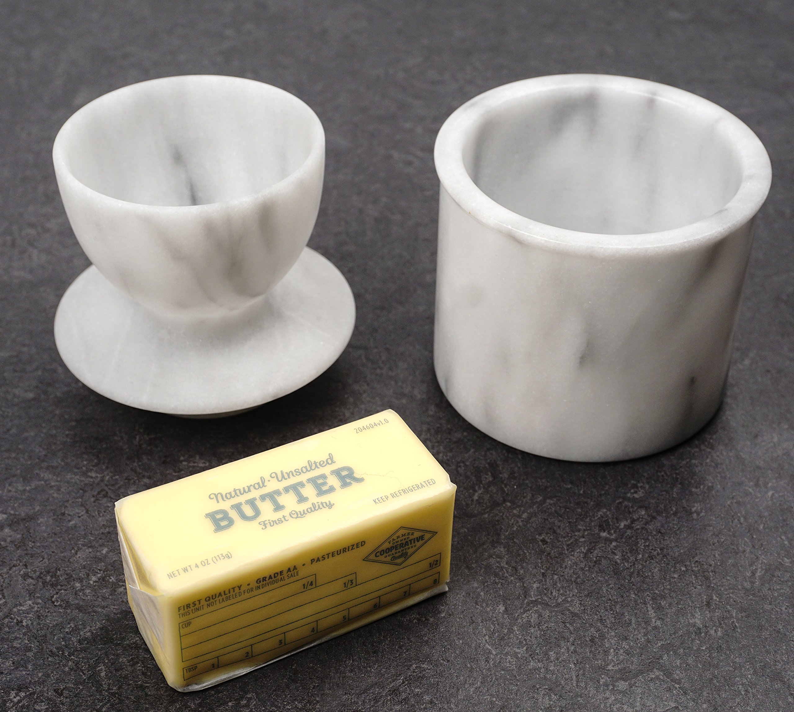 Snapklik.com : White Marble French Butter Pot, Holds One Stick Or 1/2 ...