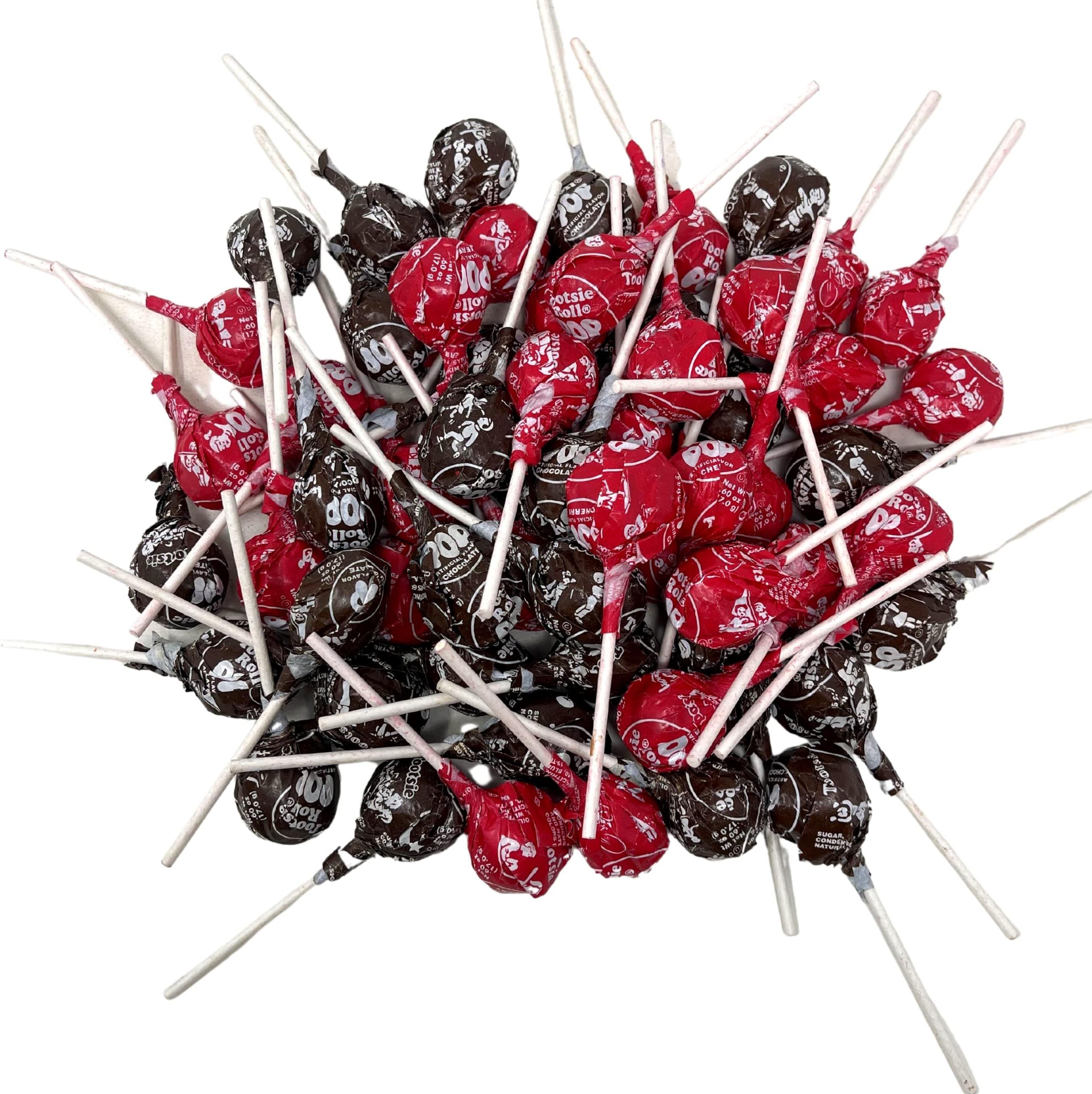 Amazon.com : Cherry Red and Chocolate Tootsie Pops Bulk Candy 60 Count ...